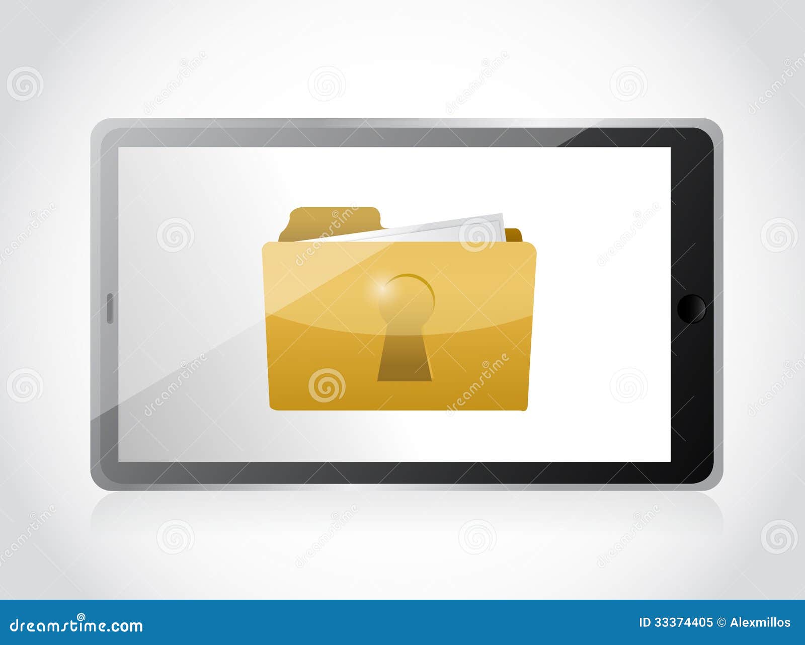 Tablet and Secured Folder Illustration Design Stock Illustration ...