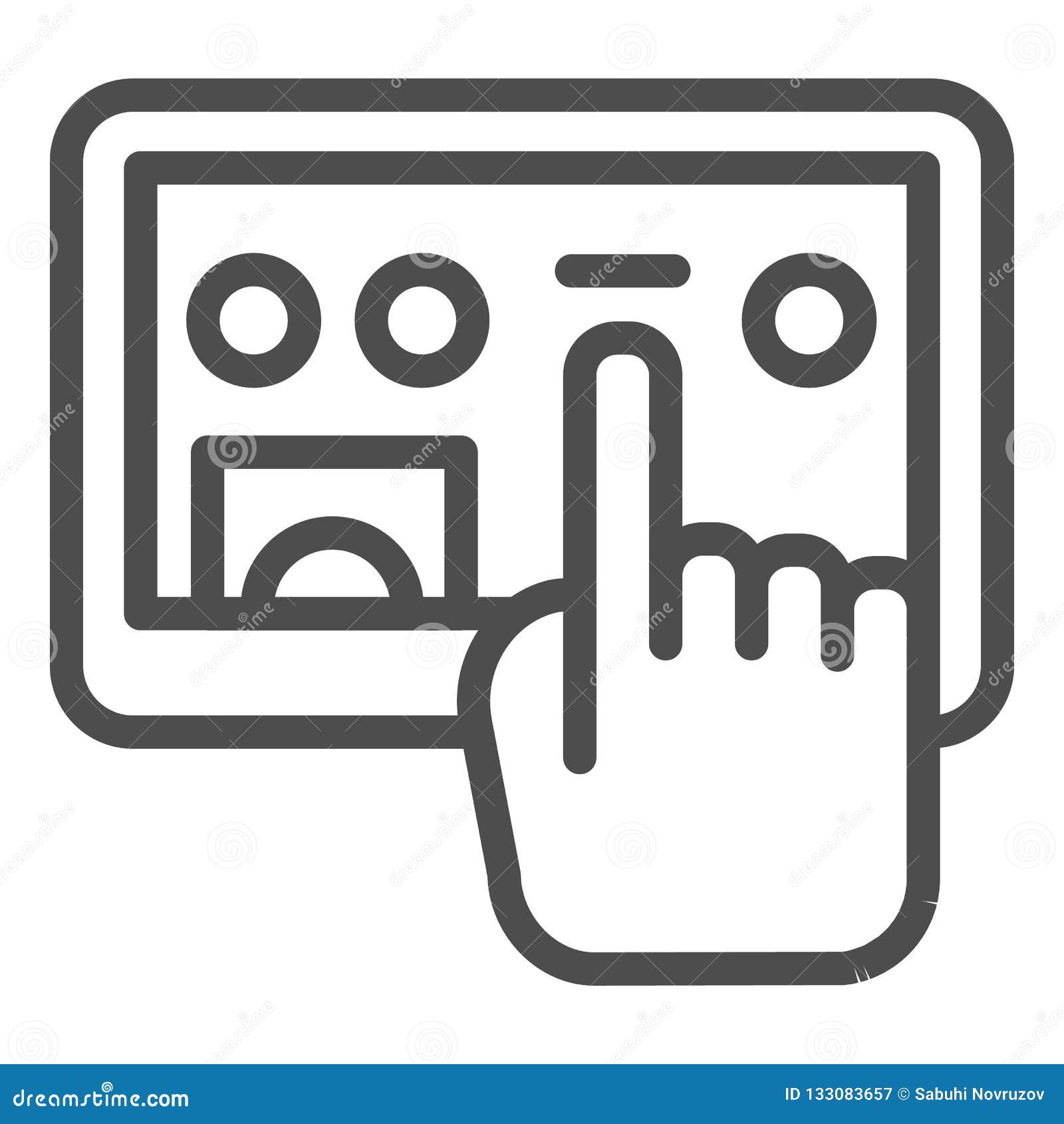 Tablet and Selection Hand Line Icon. Hand with Digital Tablet Vector ...