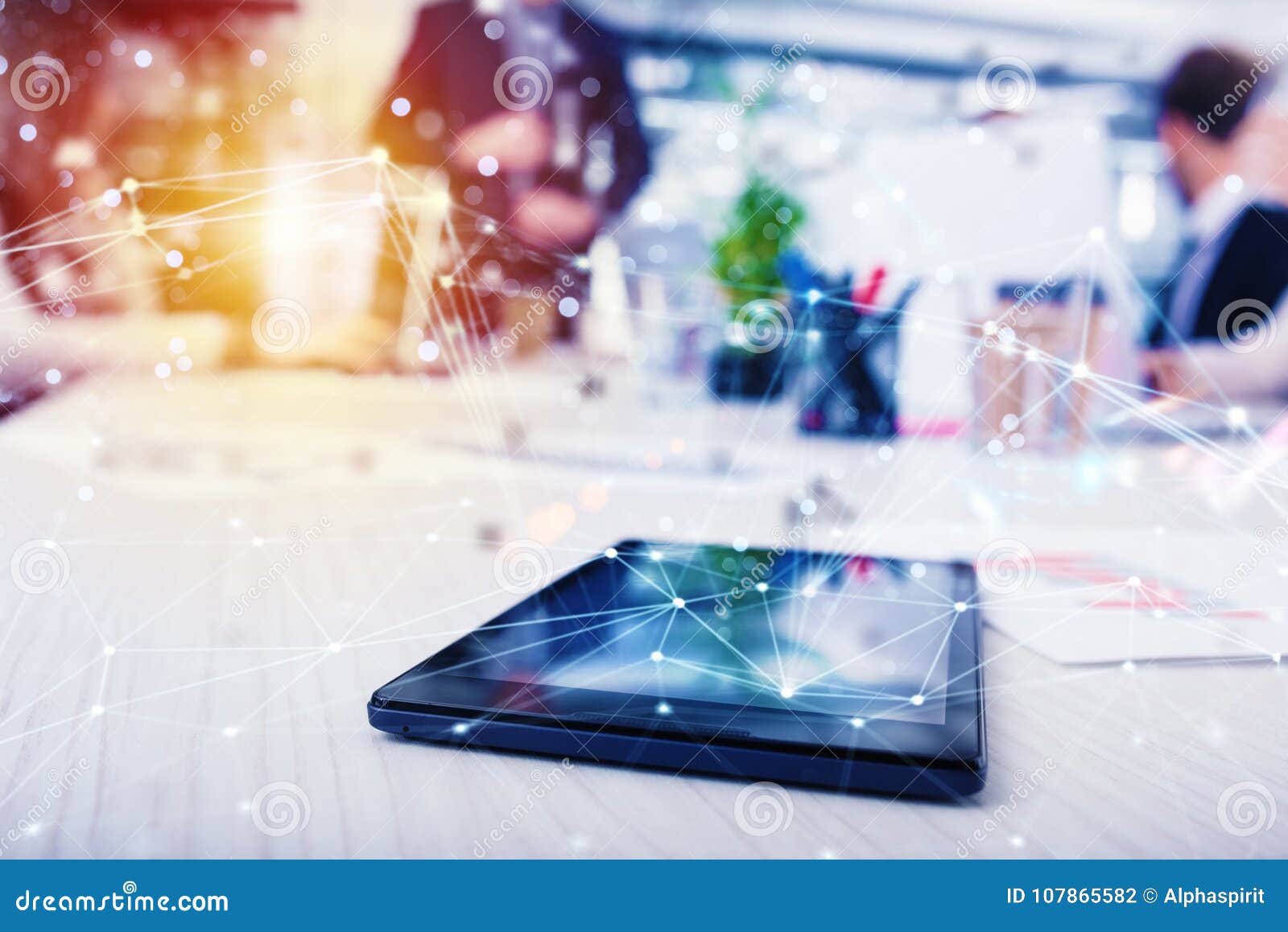 Tablet that Shares Multimedia with Internet Connection Stock Photo ...