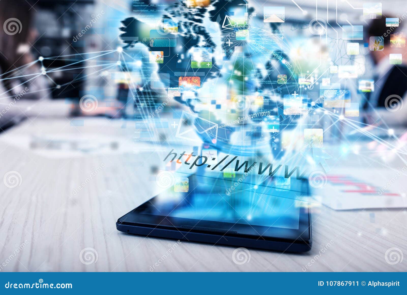 Tablet that Shares Multimedia with Internet Connection Stock Image ...