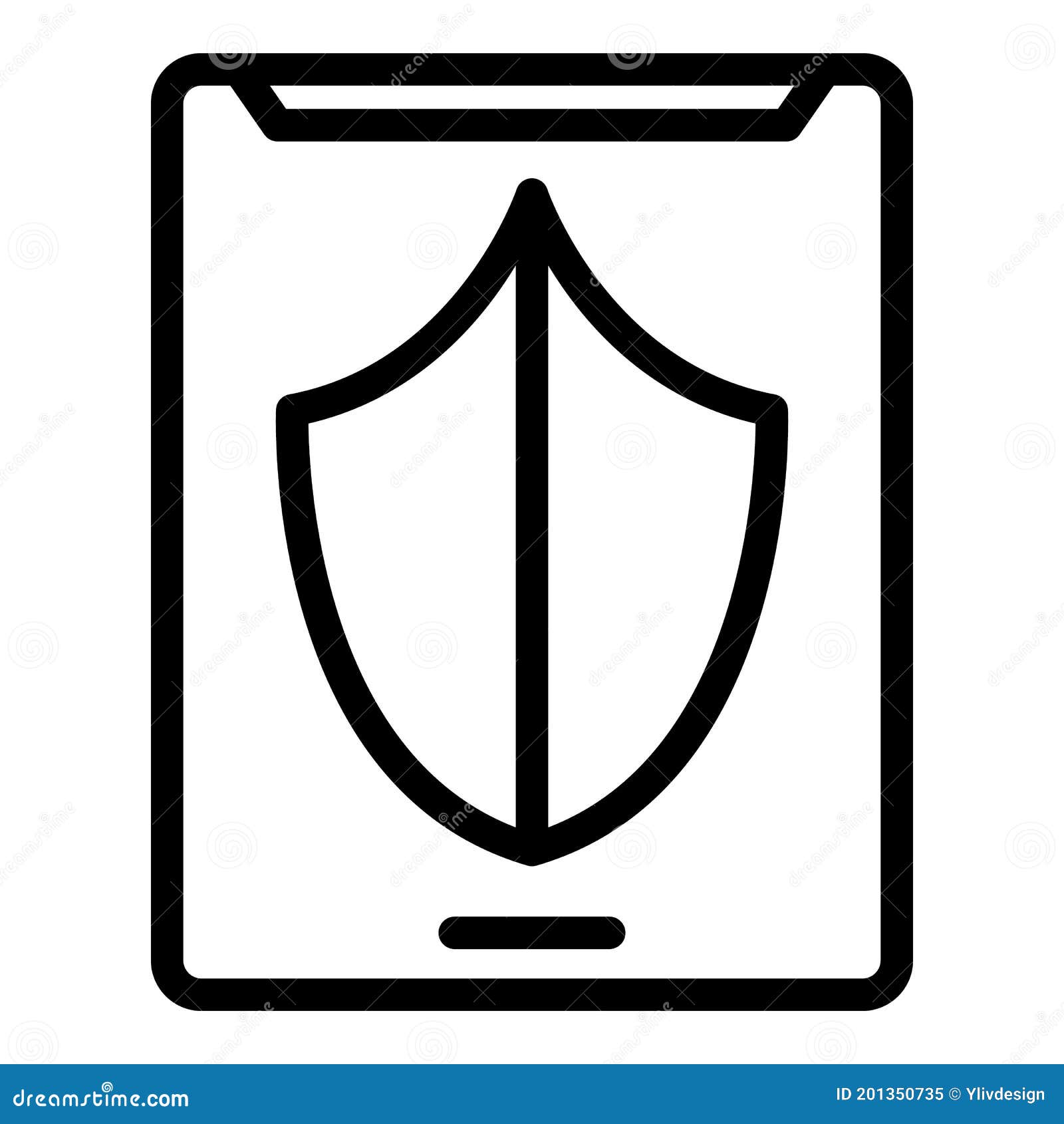Tablet Shield Icon, Outline Style Stock Vector - Illustration of ...