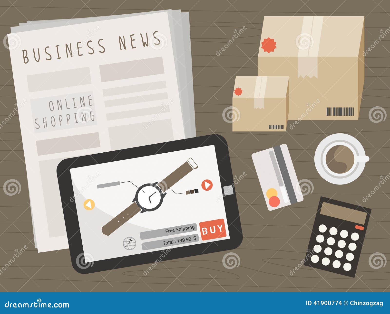 Tablet with Shopping Items on Online Shopping Concept Stock Vector ... Tablet with Shopping Items on Online Shopping Concept Stock Vector ...
