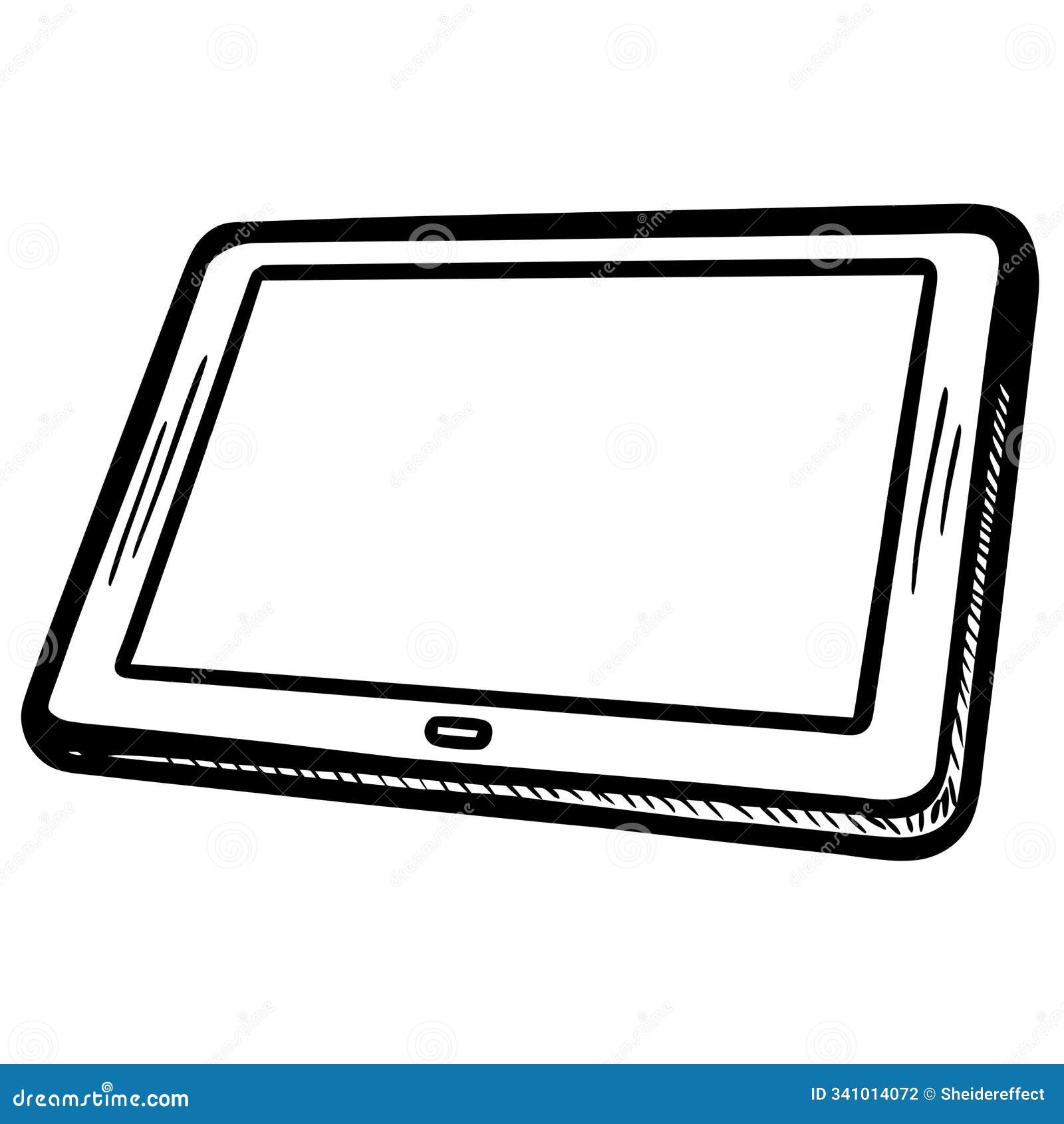 A Tablet is Shown in a Black and White Drawing Stock Illustration ...