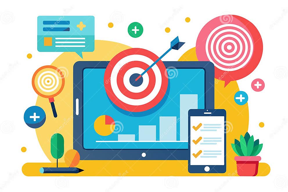 A Tablet Shows Data Targets and Settings, Highlighting Areas for ...