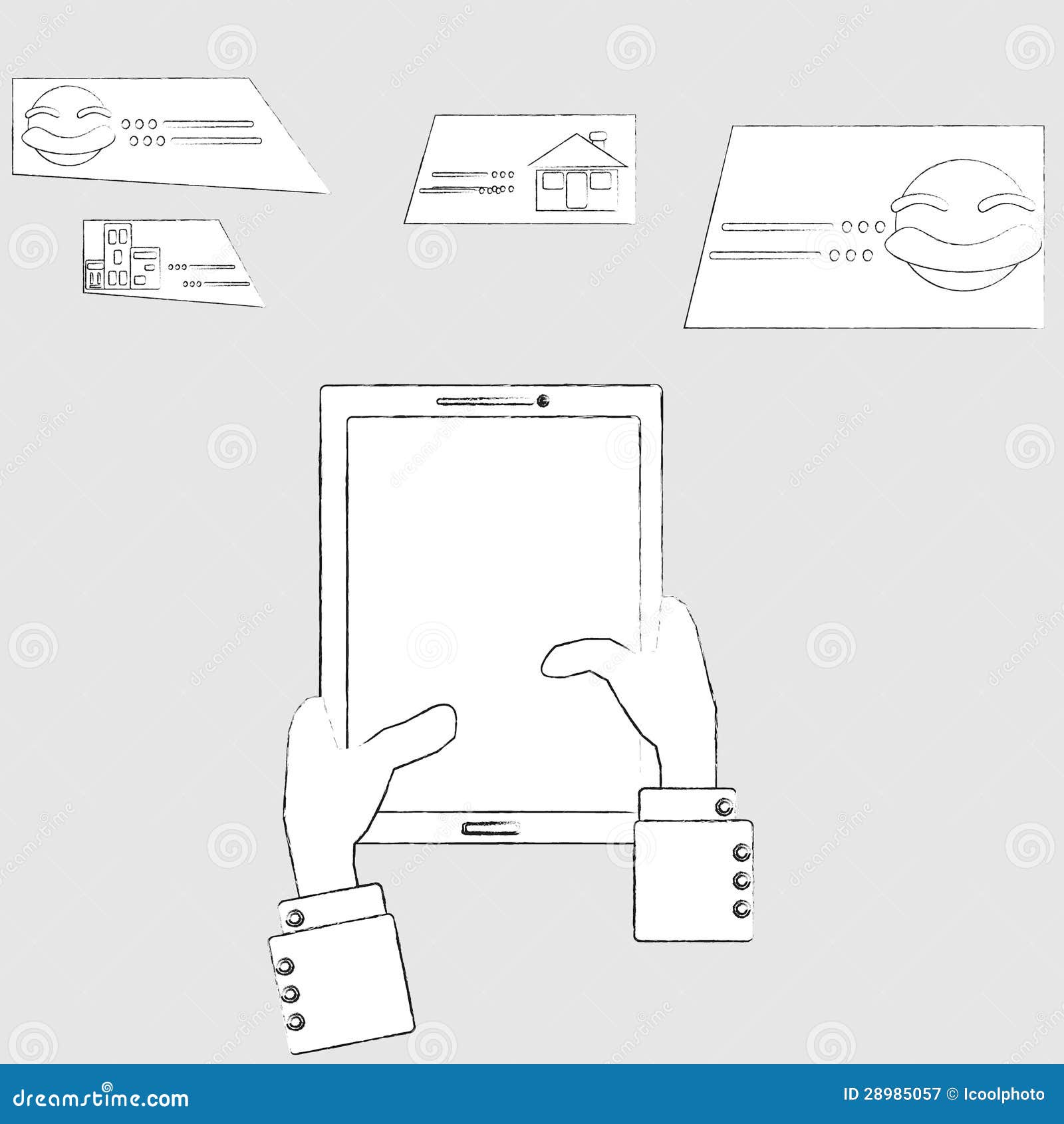 Tablet sketch stock vector. Illustration of communications - 28985057