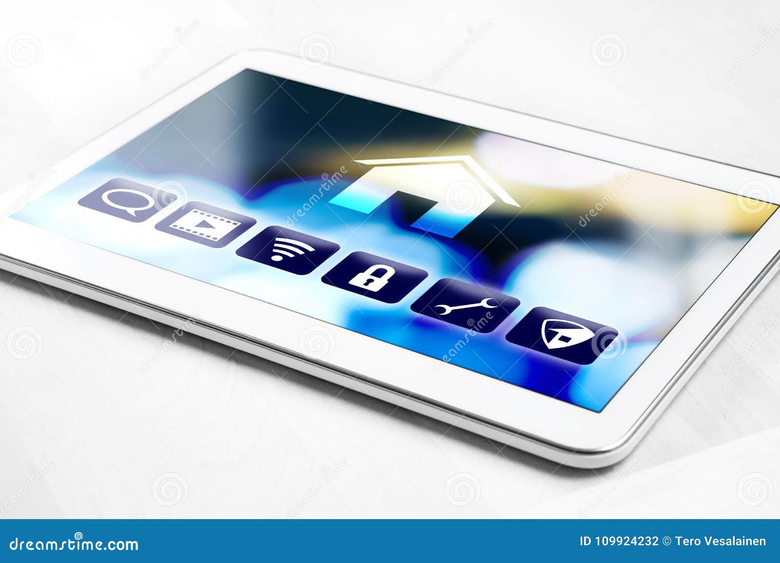 Tablet with Smart Home Control System for House Appliances. Stock Photo ...