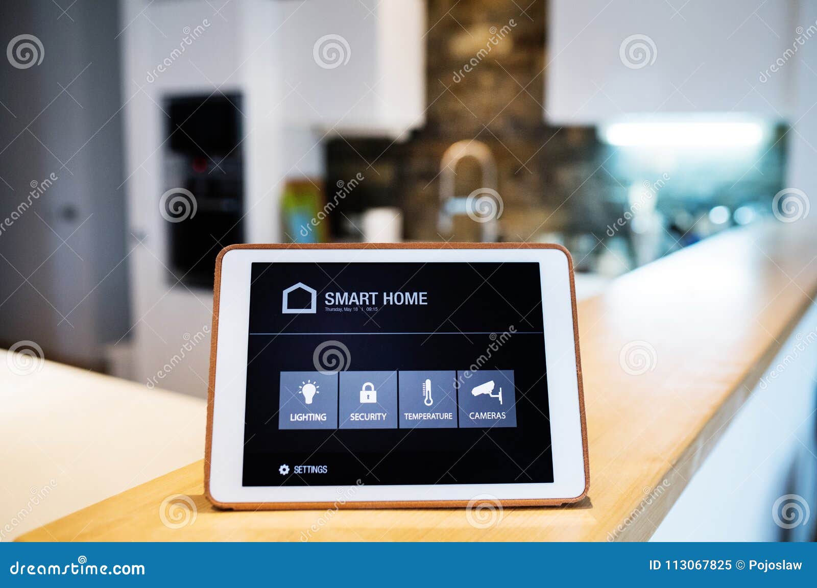 A Tablet with Smart Home Screen. Stock Image - Image of automation ...