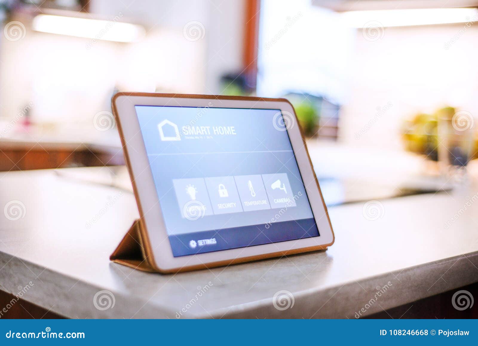 A Tablet with Smart Home Screen. Stock Photo - Image of screen ...