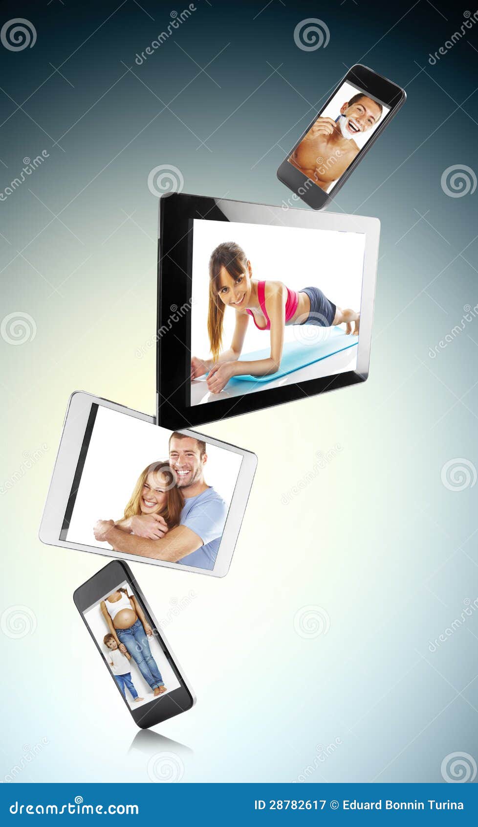 Tablet, Smart Phone and Different Digital Devices with Images Stock ...