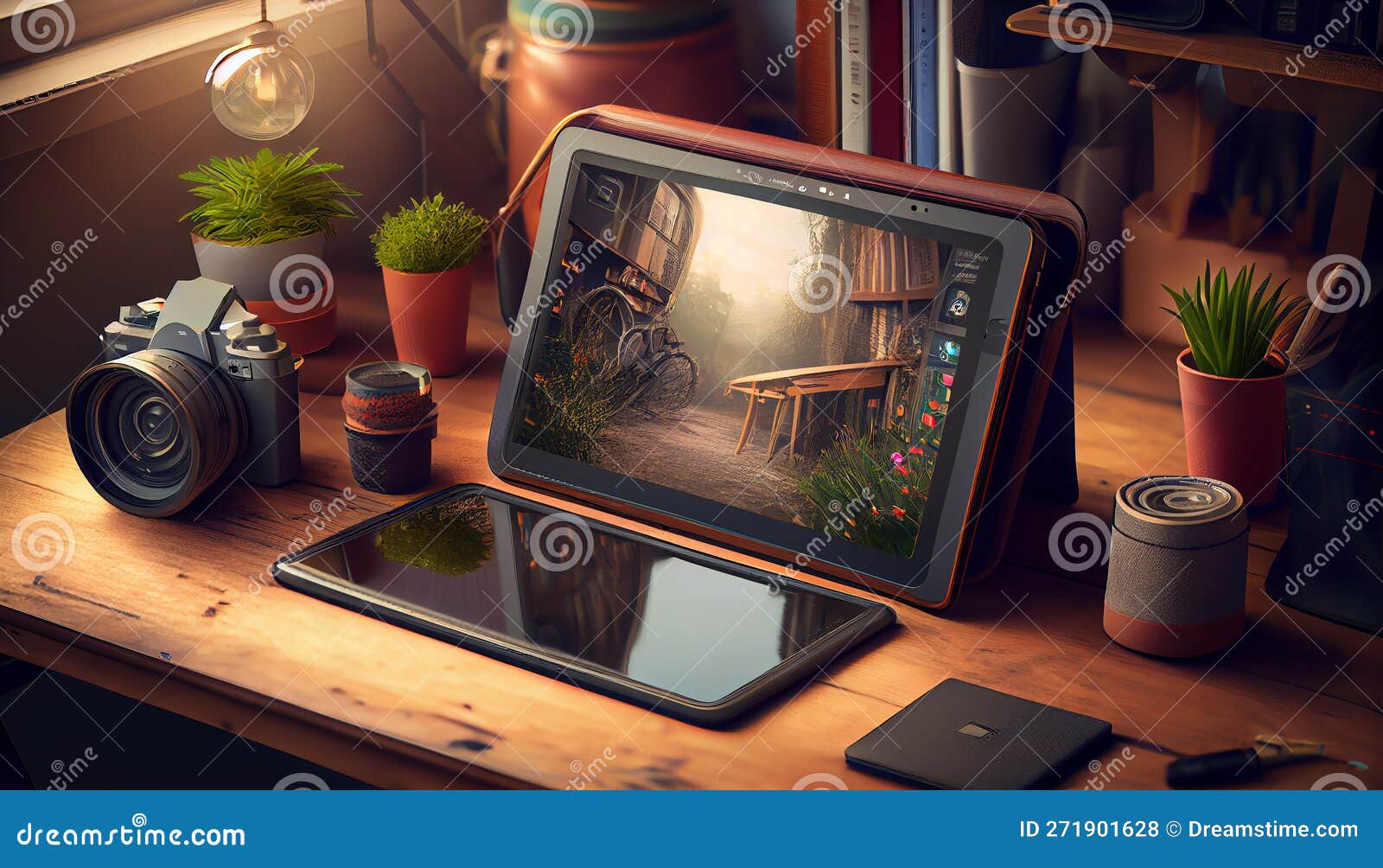 Tablet with Smartphone Devices Tech ,generative AI Stock Illustration ...