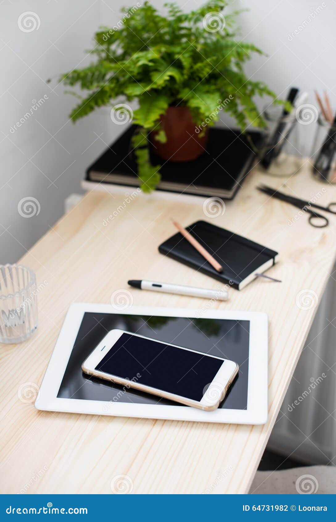 Tablet and Smartphone on the Working Table Stock Photo - Image of ...