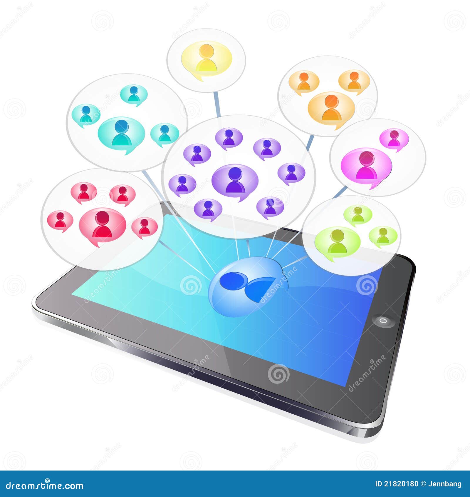 Tablet social group stock illustration. Illustration of link - 21820180
