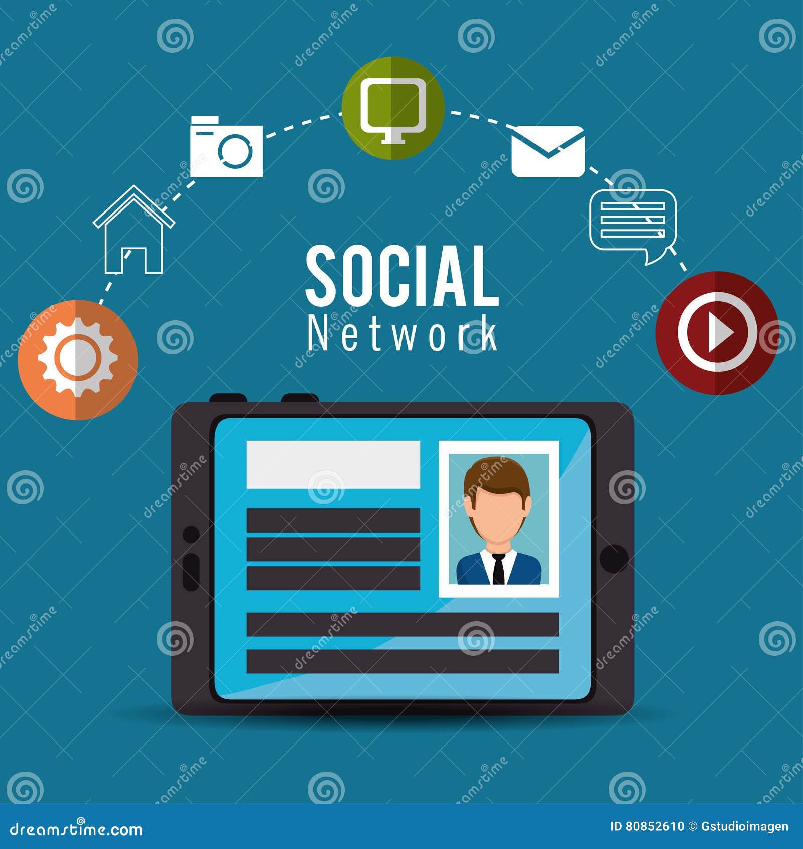 Tablet Social Network Profile Application Stock Vector - Illustration ...