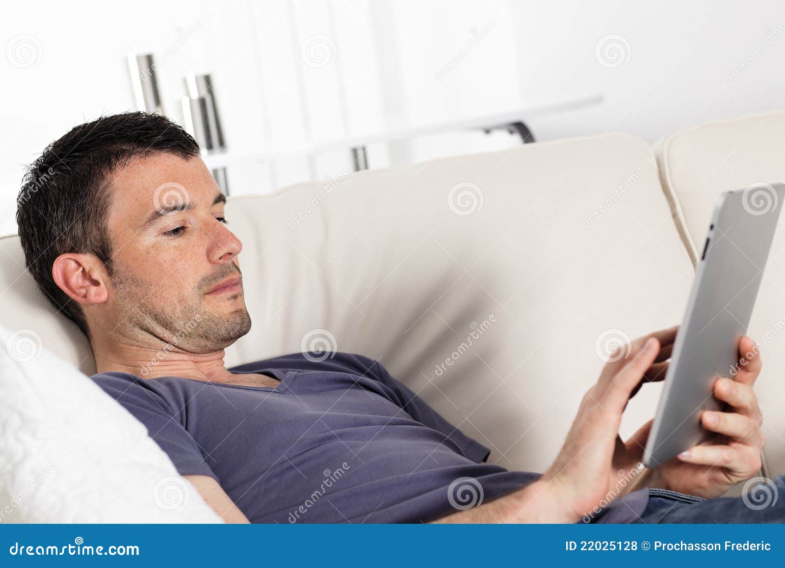 Tablet on sofa at home stock photo. Image of beautiful - 22025128