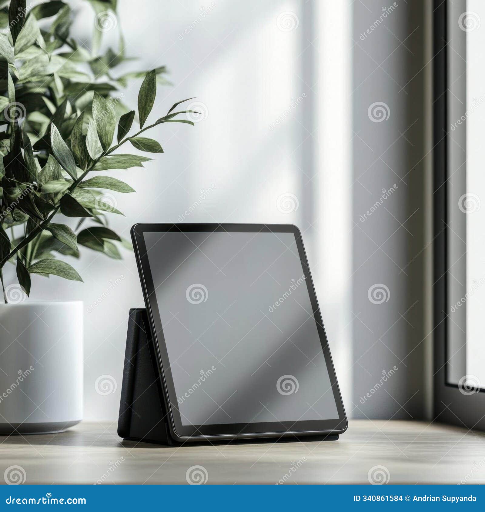 Tablet Stand, Minimalist Desk Setup, Modern Office, Simple Design Stock ...
