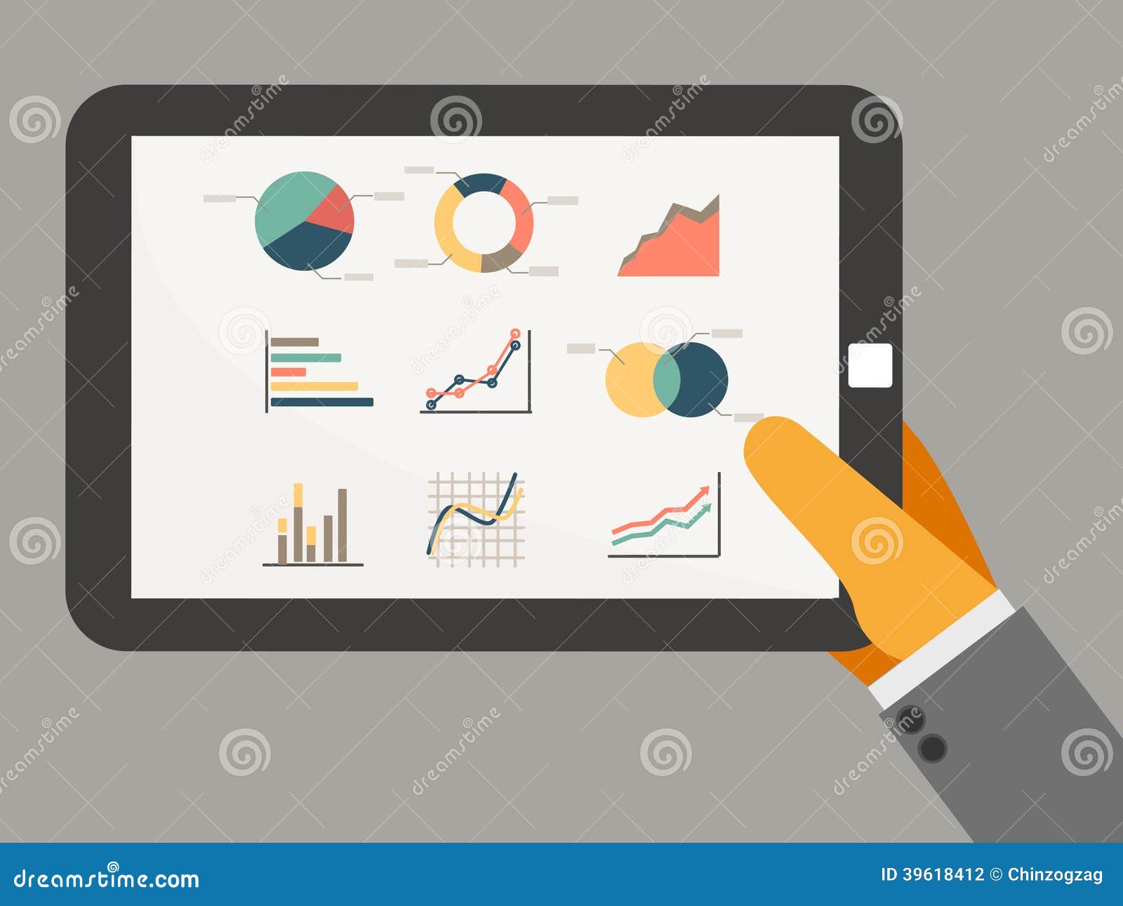 Tablet with Static on the Hand Stock Vector - Illustration of leader ...