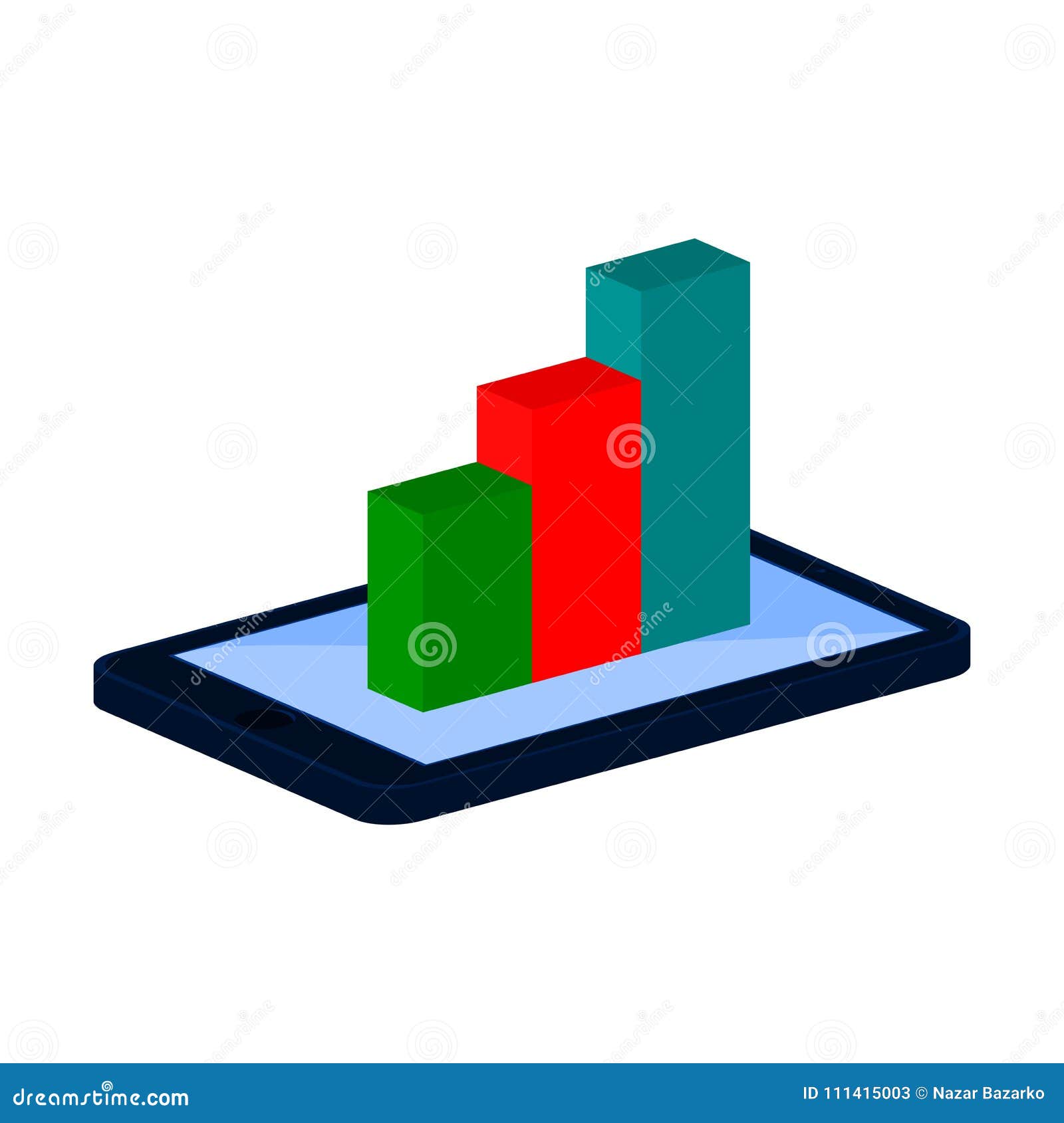 Tablet and Statistical Graph. 3d Vector Stock Illustration ...