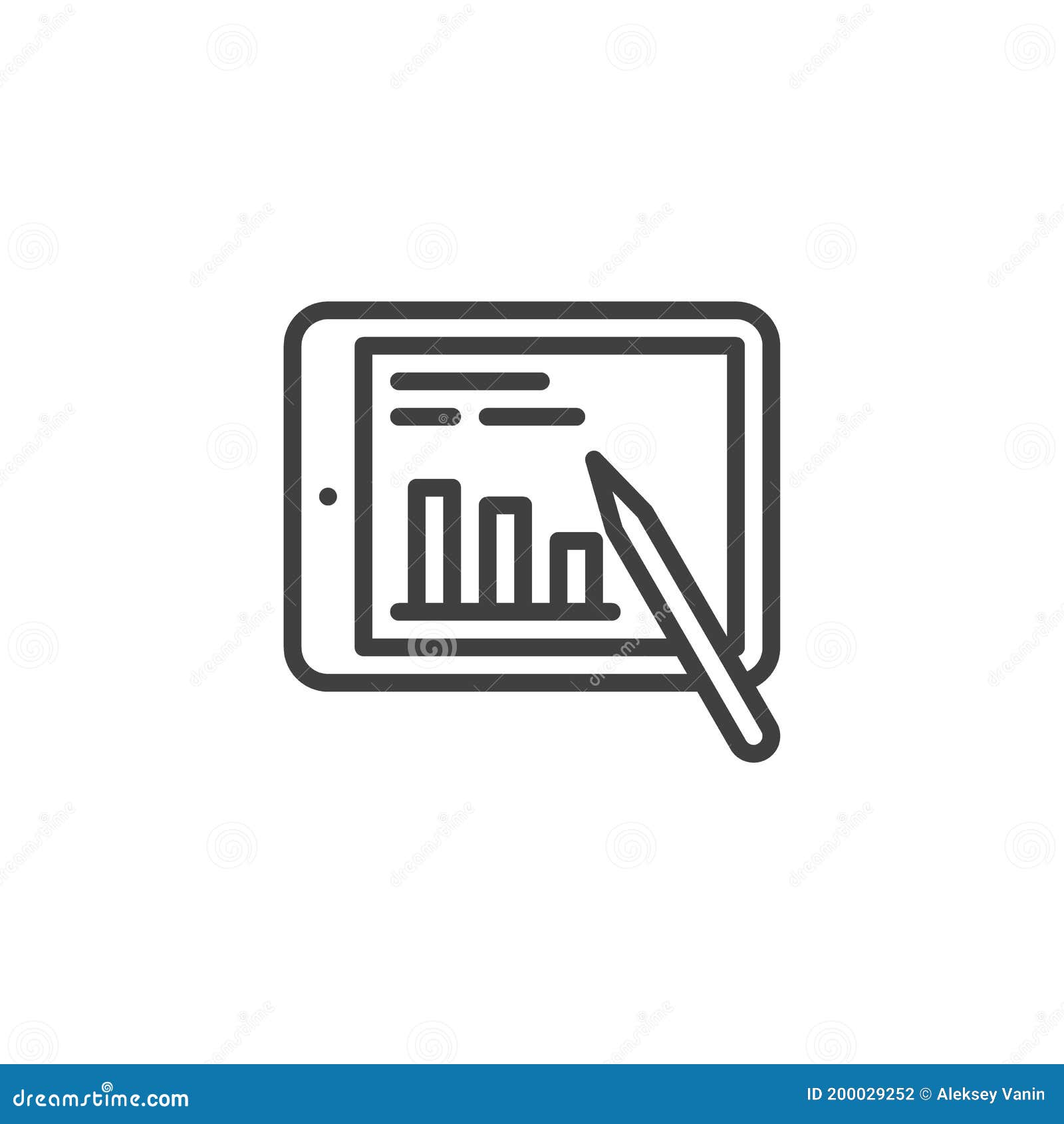 Tablet with Statistics Chart Line Icon Stock Vector - Illustration of ...