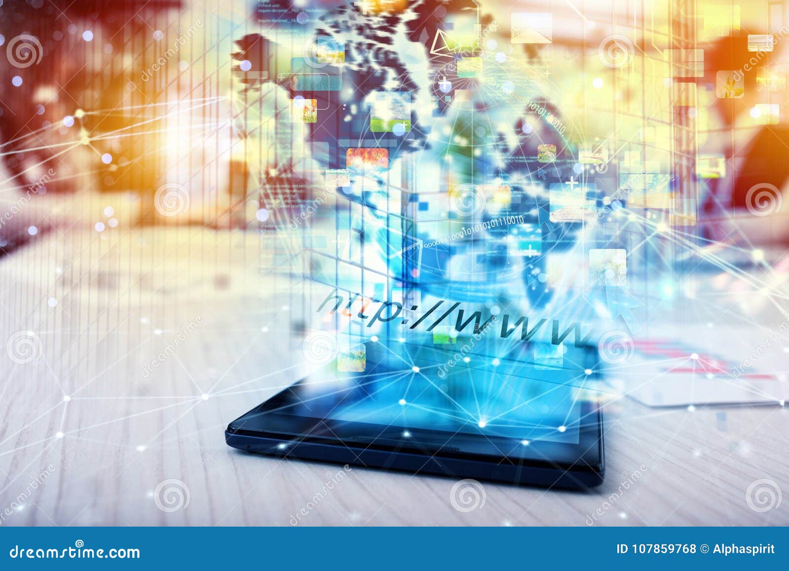 Tablet that Shares Multimedia with Internet Connection Stock Photo ...