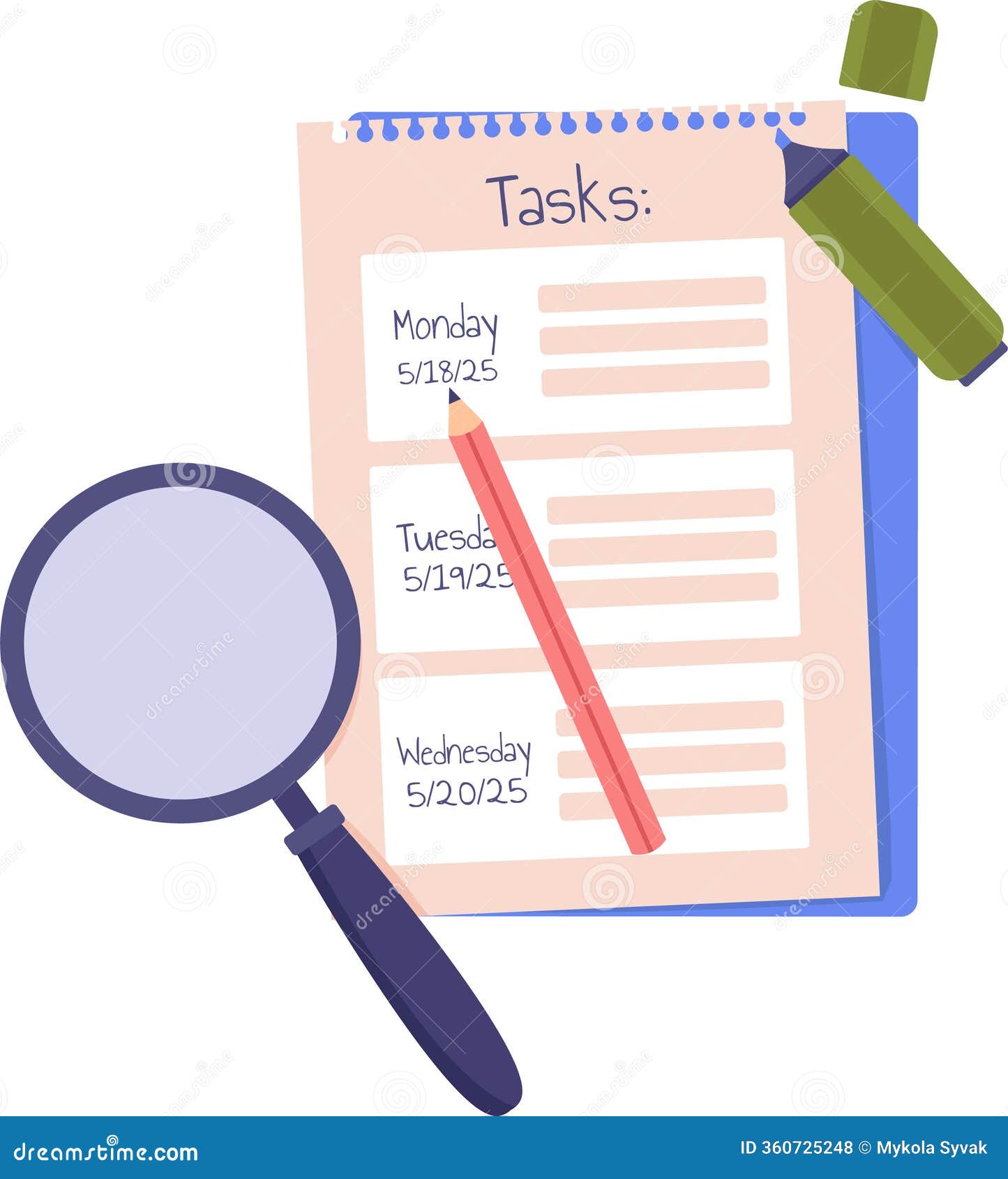 Tablet with Tasks Sheet stock illustration. Illustration of office ...