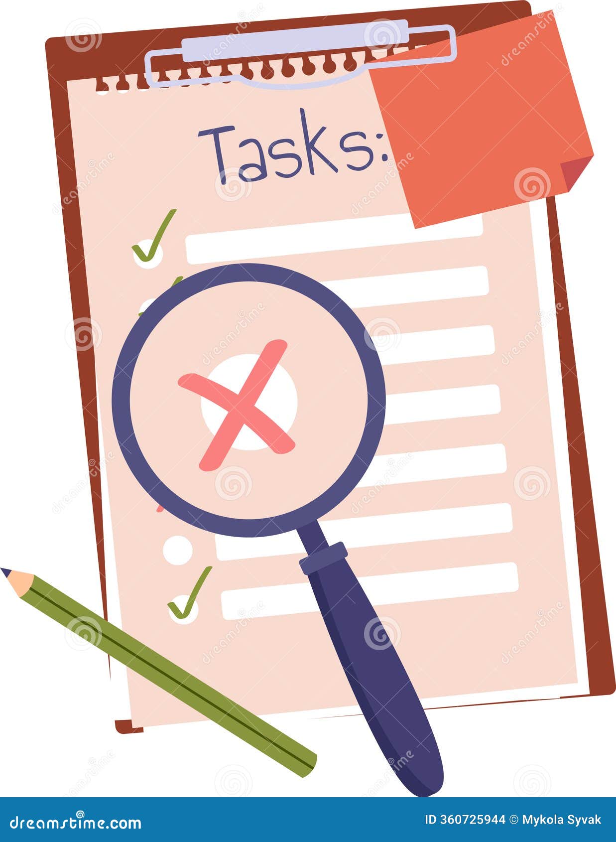 Tablet with Tasks Sheet stock illustration. Illustration of computer ...