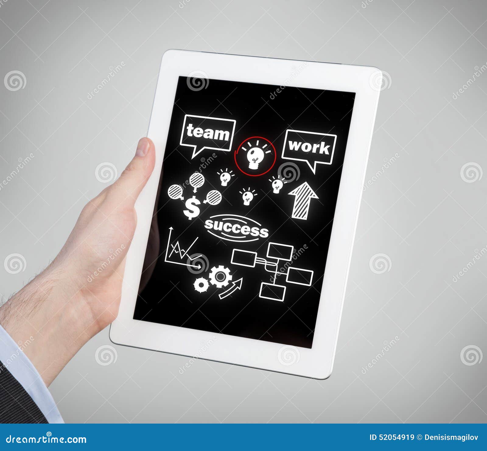 Tablet with Teamwork Concept Stock Image - Image of marketing, dollar ...