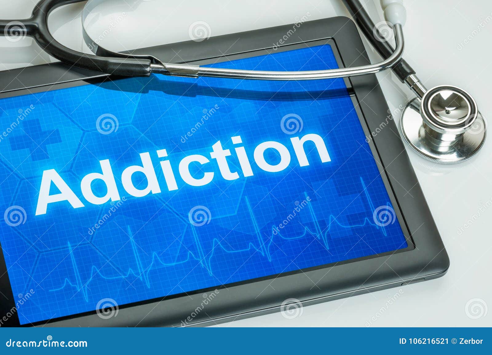 Tablet with the Text Addiction Stock Image - Image of disease, alcohol ...