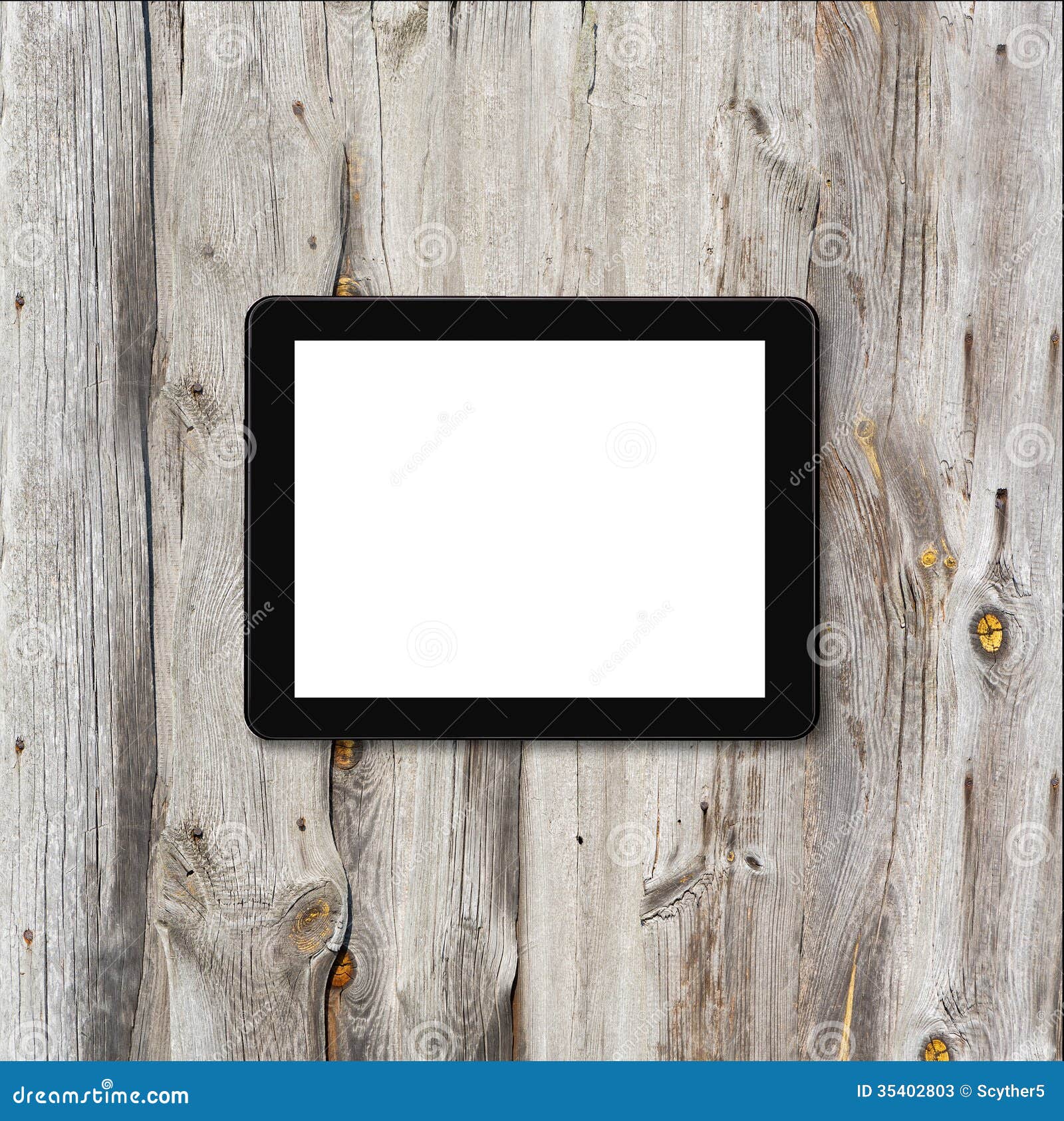 Tablet Touch Computer on a Background of Wood. Stock Image - Image of ...