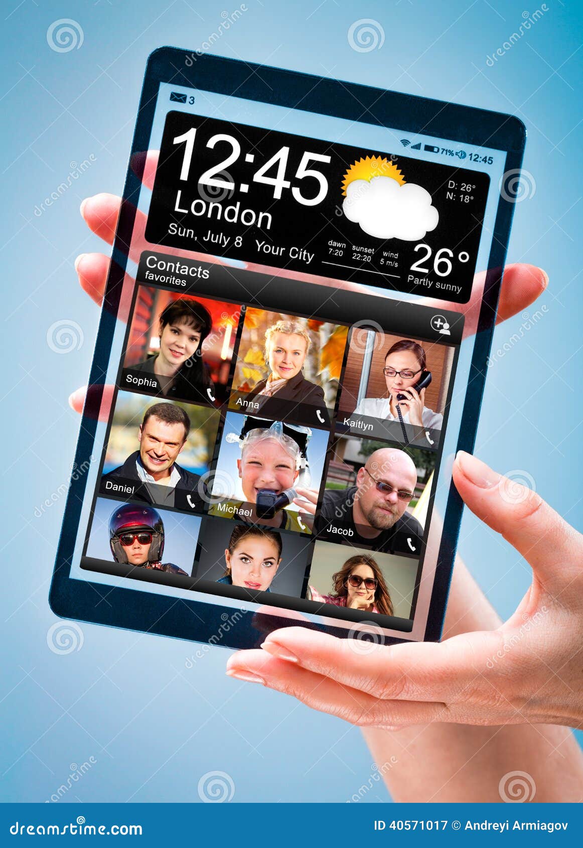 Tablet with Transparent Screen in Human Hands. Stock Image - Image of ...