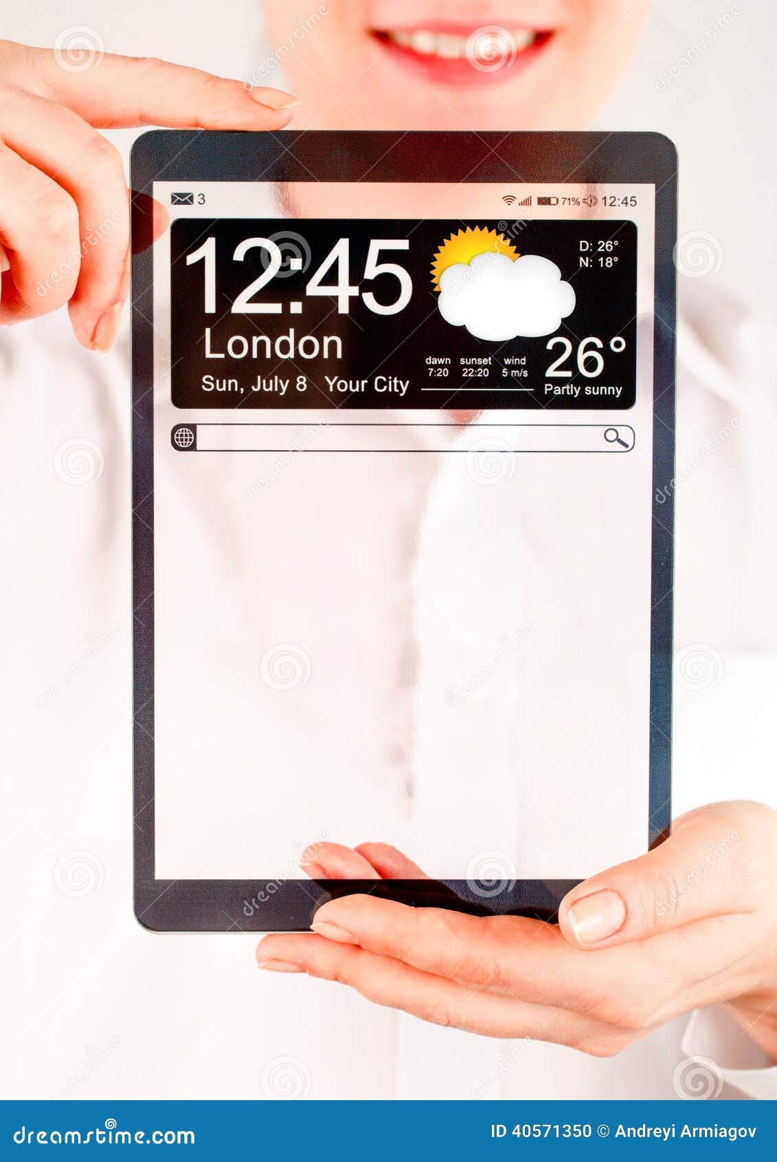 Tablet with Transparent Screen in Human Hands. Stock Photo - Image of ...