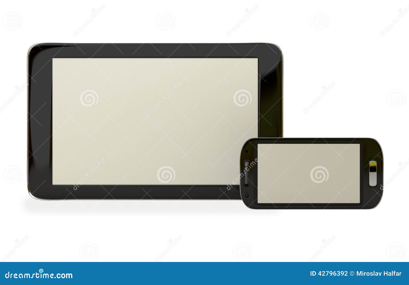 Tablet Und Handy Auf Weißem Hintergrund Stock Abbildung - Illustration ...