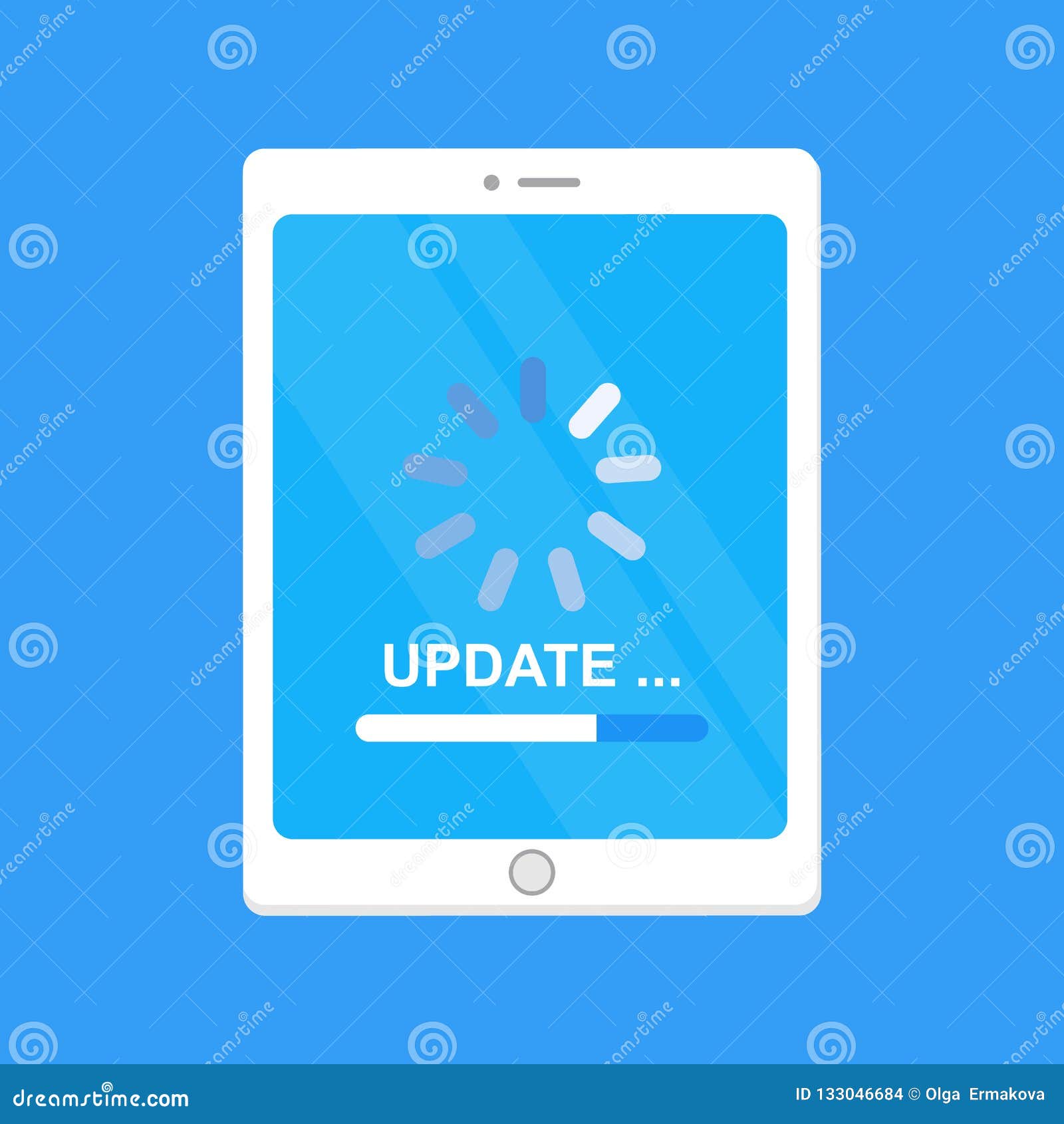 Tablet with Update Screen, Software Update Concept. Vector Illustration ...