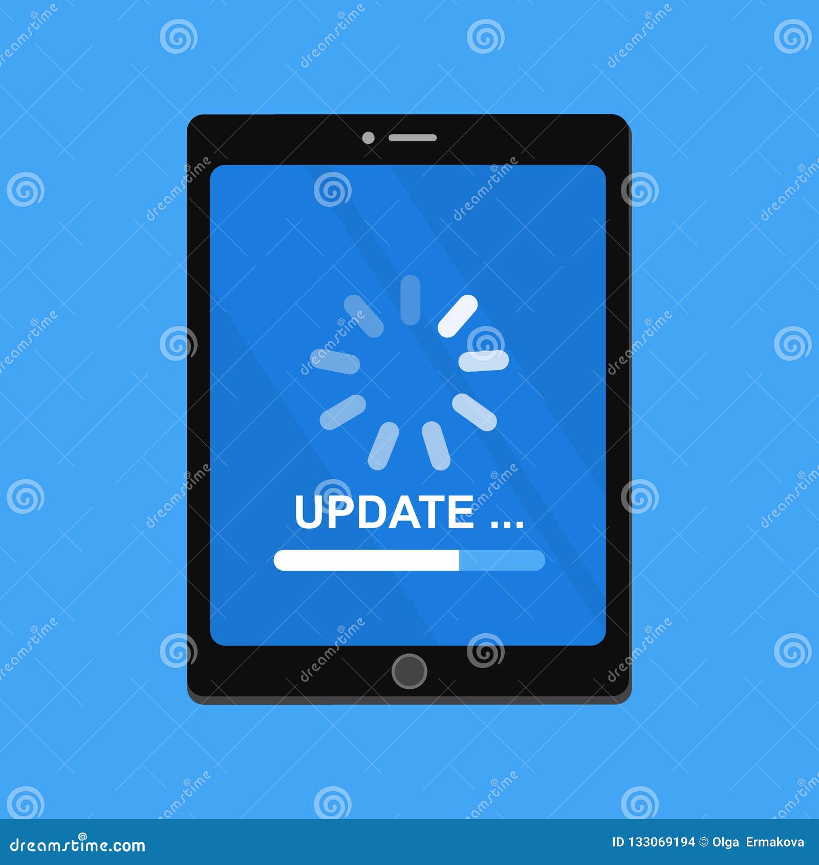 Tablet with Update Screen, Software Update Concept. Vector Illustration ...