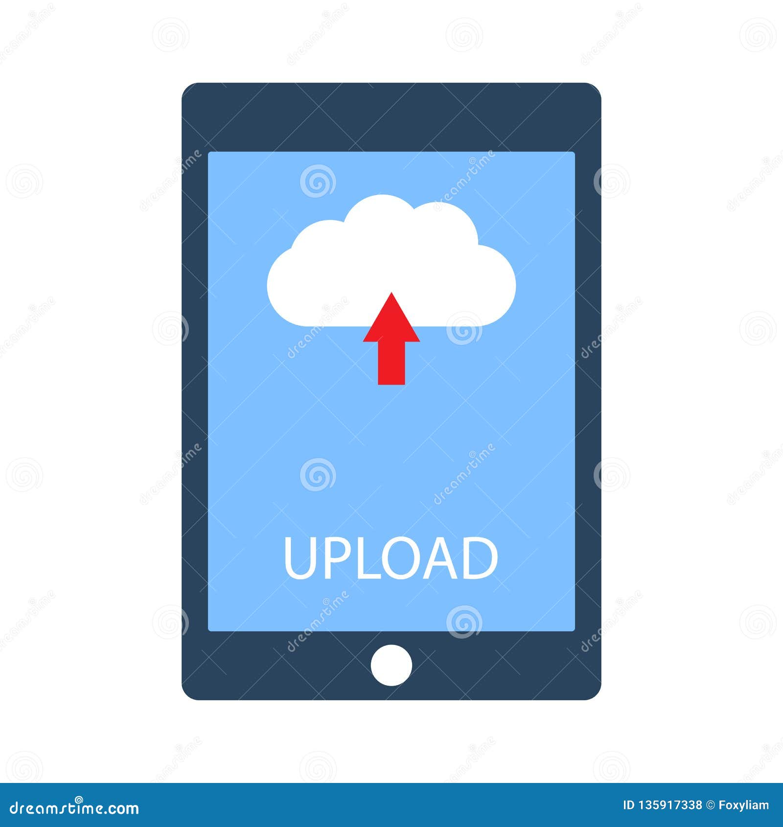 Tablet with Upload Button on Screen Stock Vector - Illustration of ...