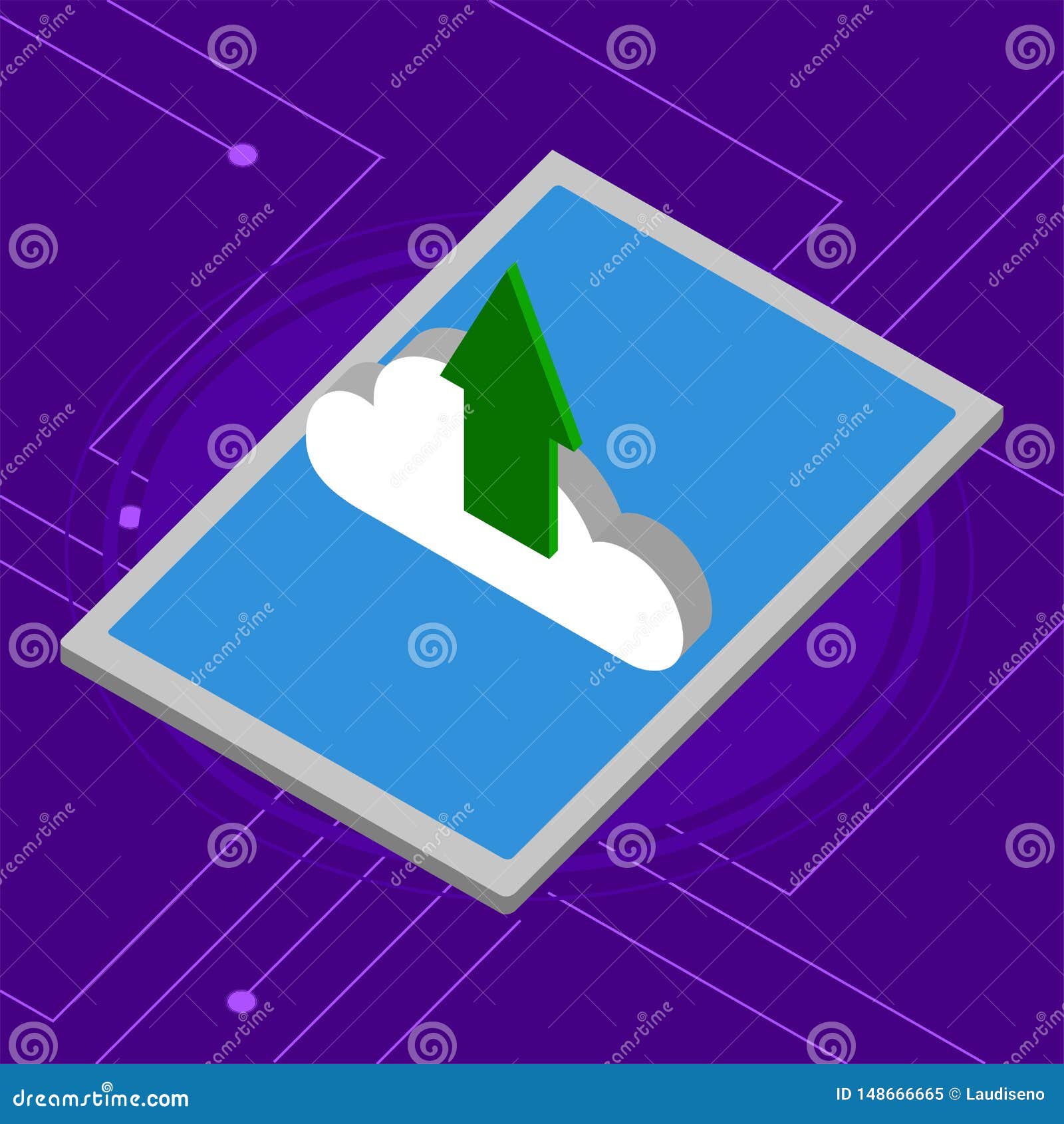 Tablet Uploading To a 3d Cloud Computing Icon Stock Vector - Illustration of computing, abstract ...