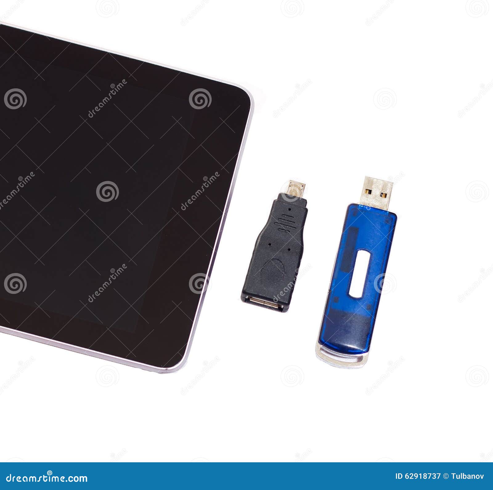 The Tablet and the USB Flash Drive Stock Image - Image of office, small ...