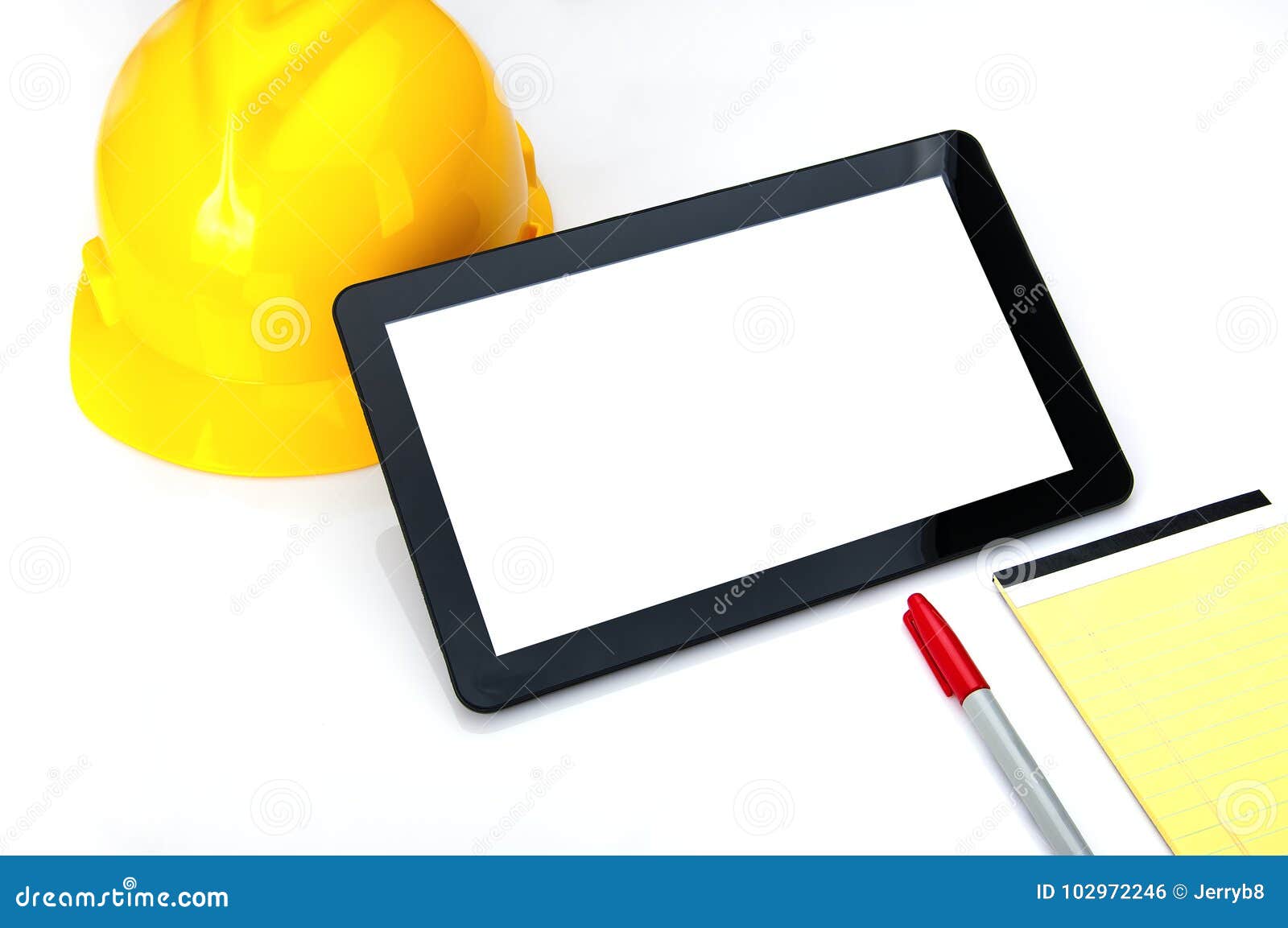 Tablet Used for Construction Blueprints Stock Photo - Image of planning ...