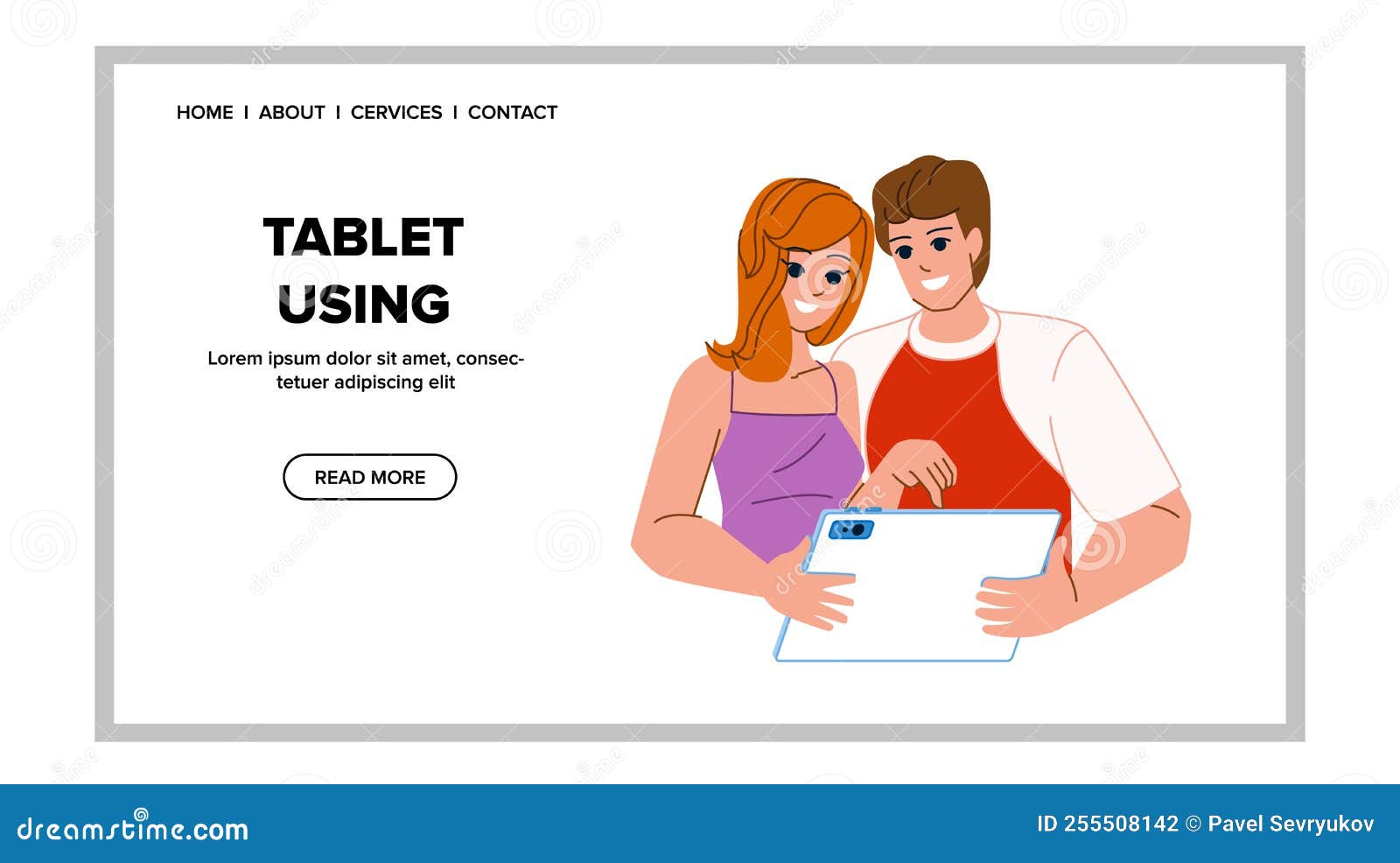 Tablet using stock illustration. Illustration of people - 255508142