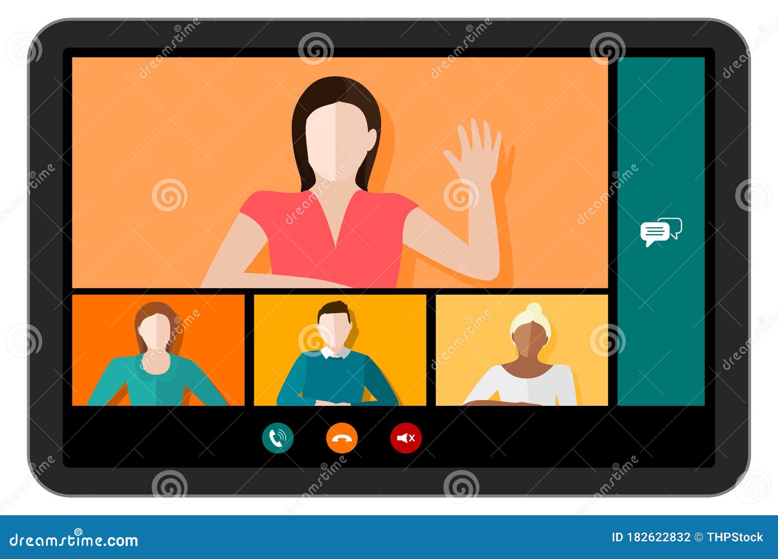 Tablet Video Conference Vector Stock Vector - Illustration of video ...
