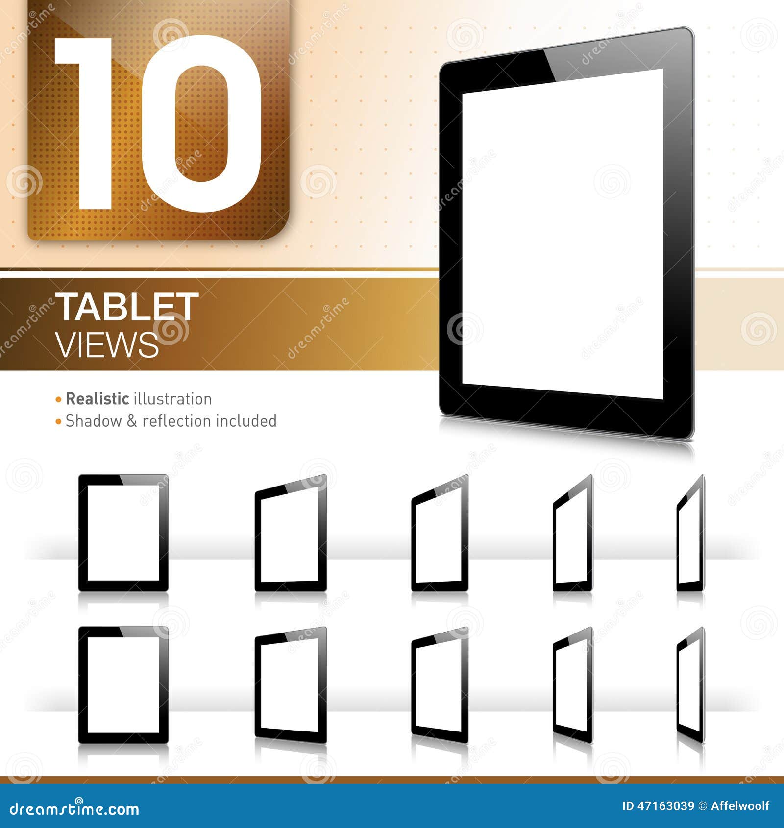 10 Tablet Views - Realistic Stock Vector - Illustration of design ...