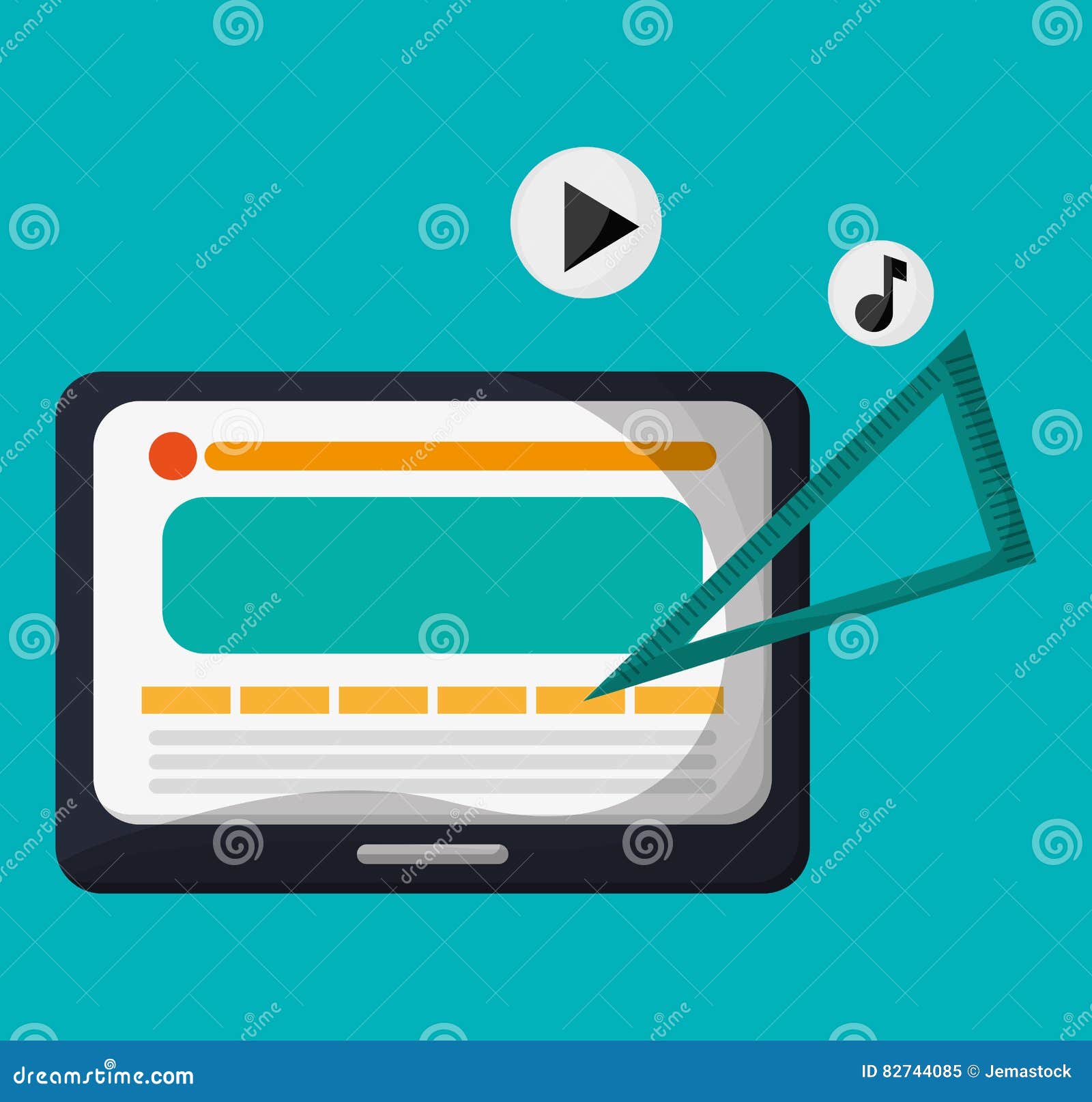 Tablet Web Page Plaer Music Stock Vector - Illustration of digital ...