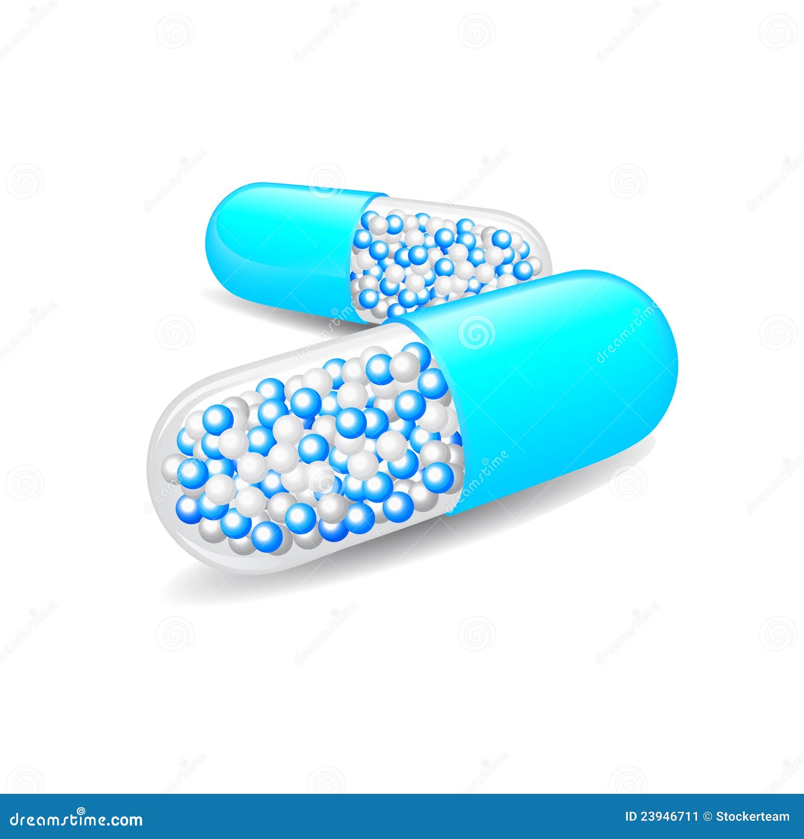 Tablet with White Blue Granules Stock Illustration - Illustration of ...