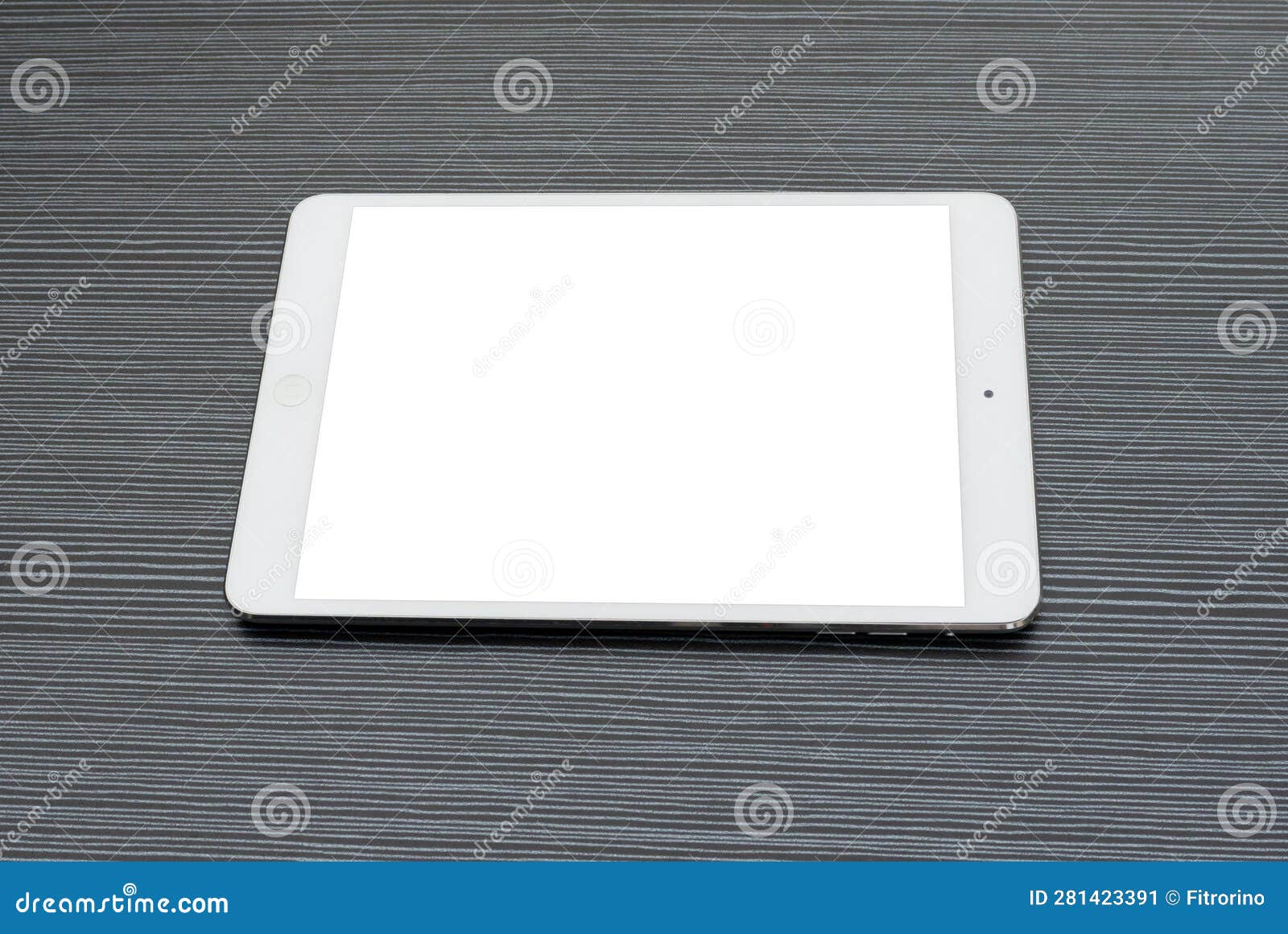 A Tablet with White Screen Isolated on a Textured Table Stock Image ...