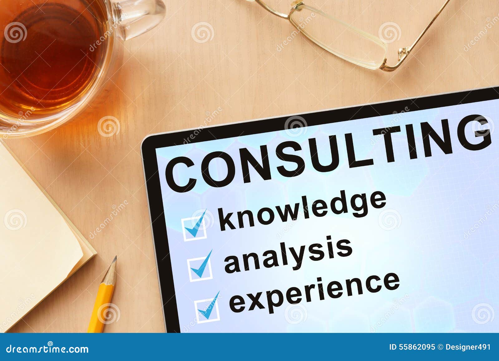 Tablet with Words Consulting. Stock Image - Image of plan, idea: 55862095