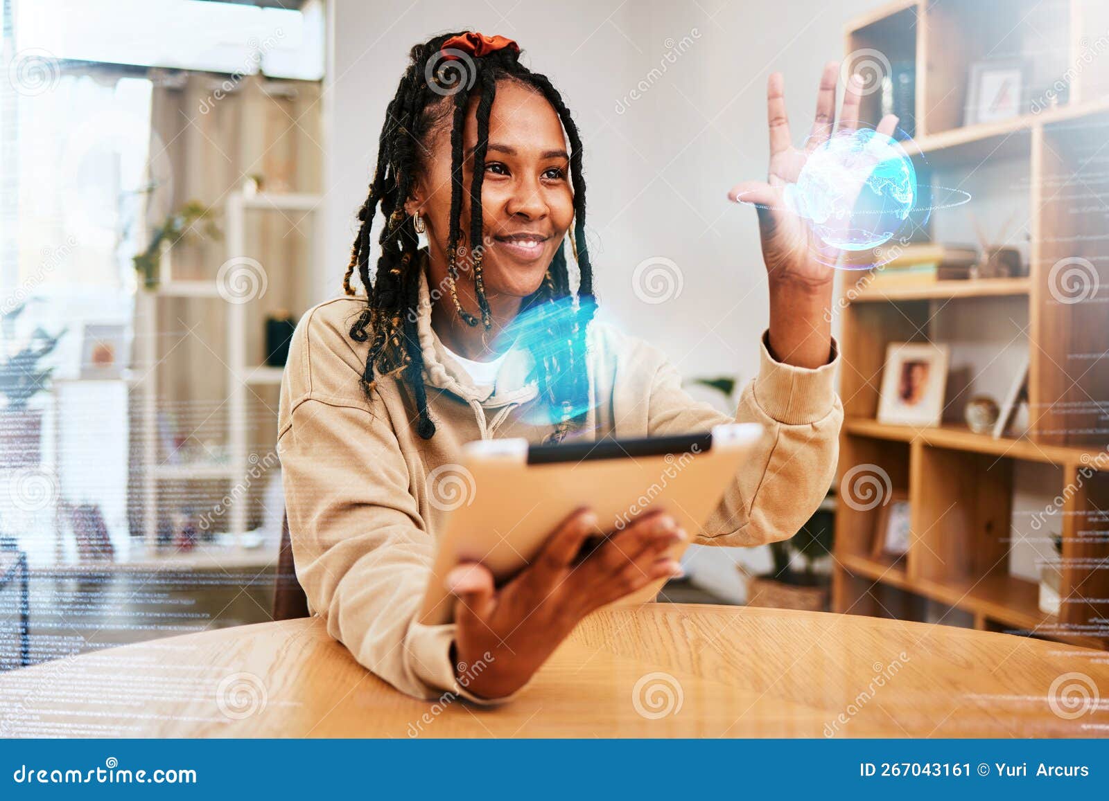 Tablet With World Map And Located On It Icons. Royalty-Free Stock ...