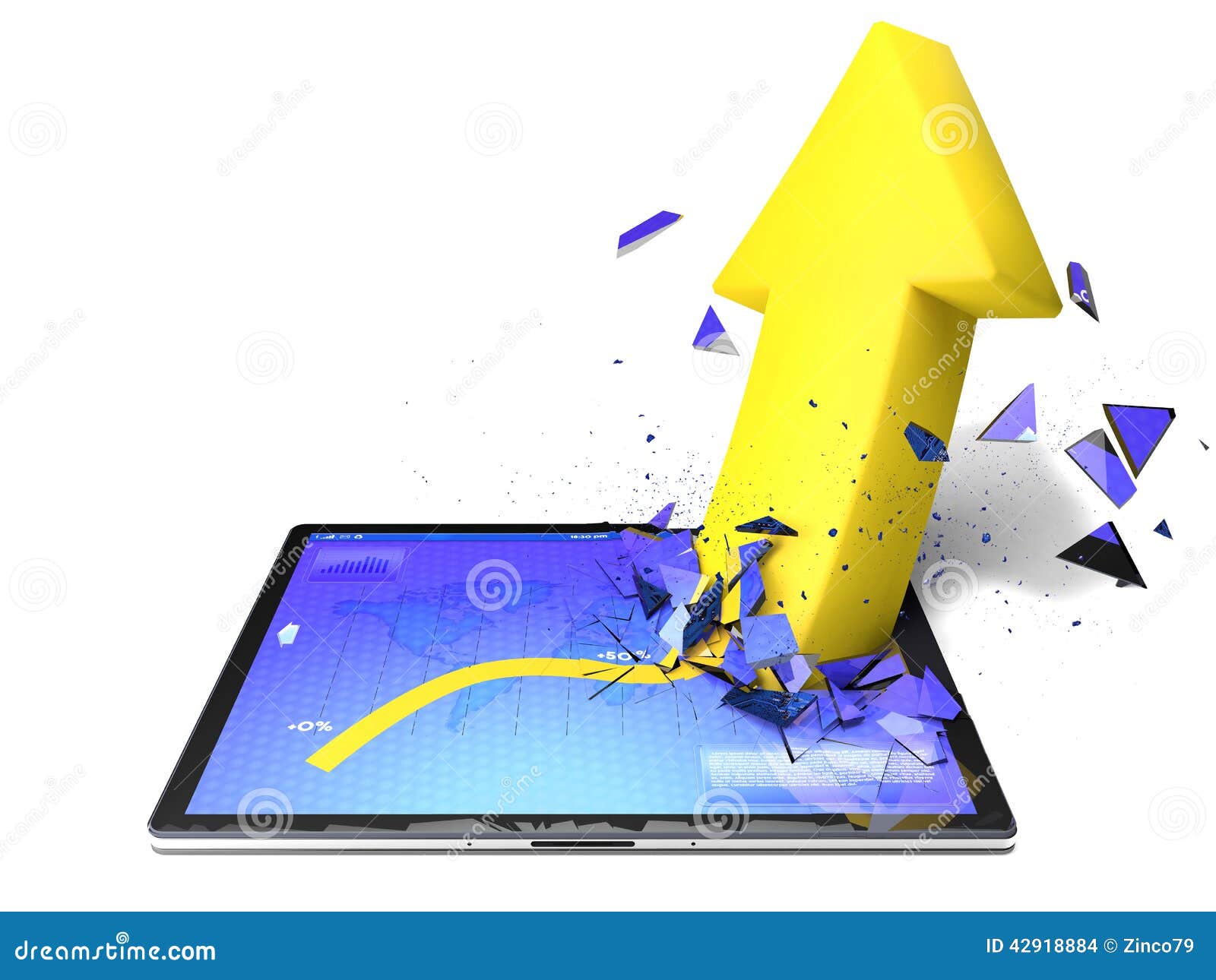 Tablet yellow arrow stock illustration. Illustration of connect - 42918884
