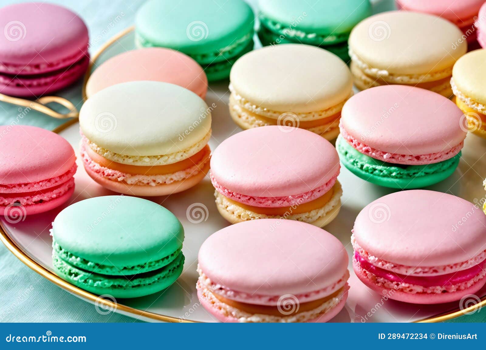 An Assortment of Vibrant Macarons Graces a Tabletop with Its Delicious ...
