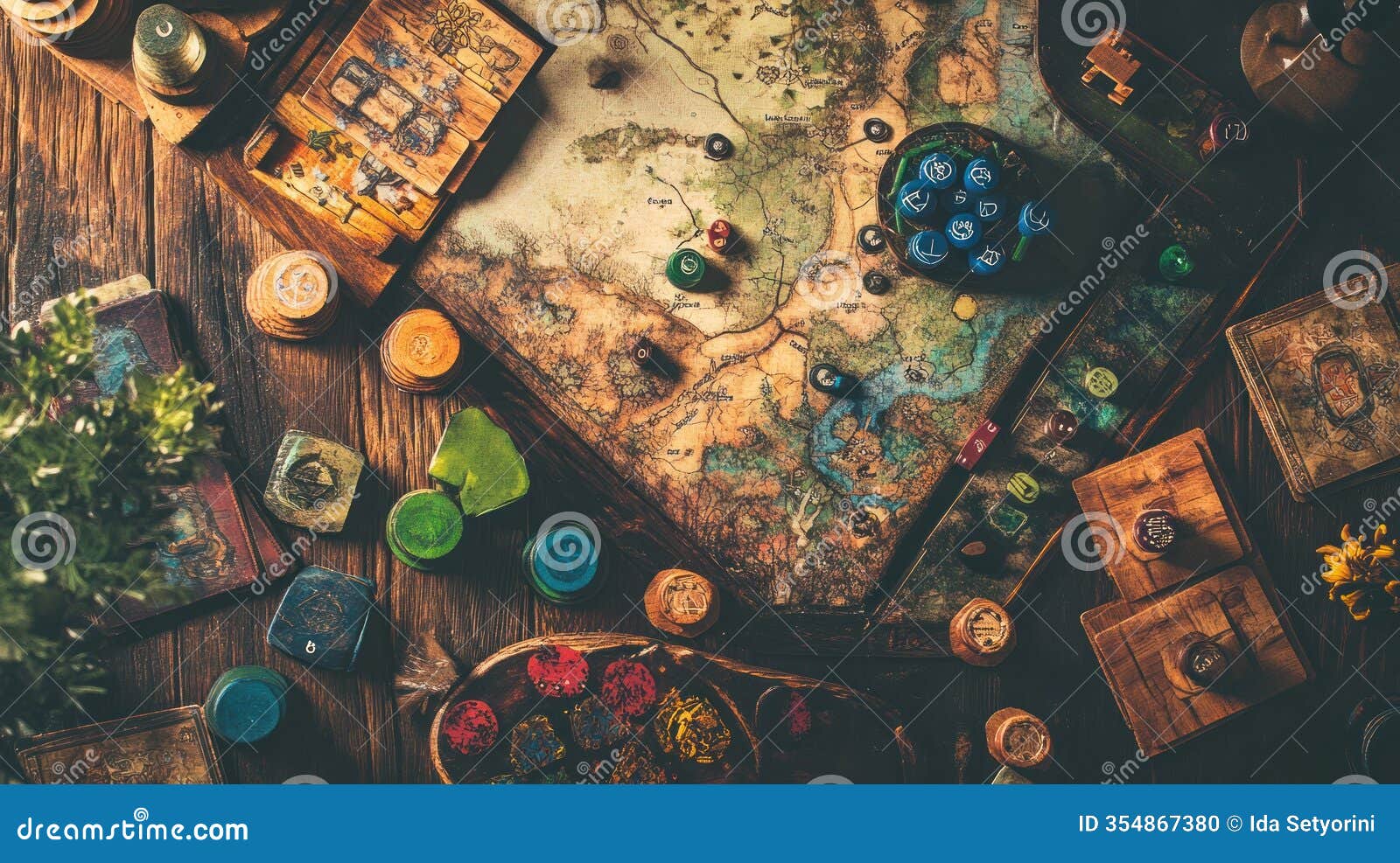 A Tabletop Gaming Setup With Maps And Tokens Stock Photography ...