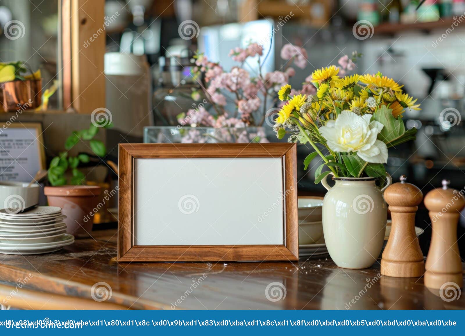 Tabletop Mockup Menu with a Wooden Frame for Writing or Merchandise ...