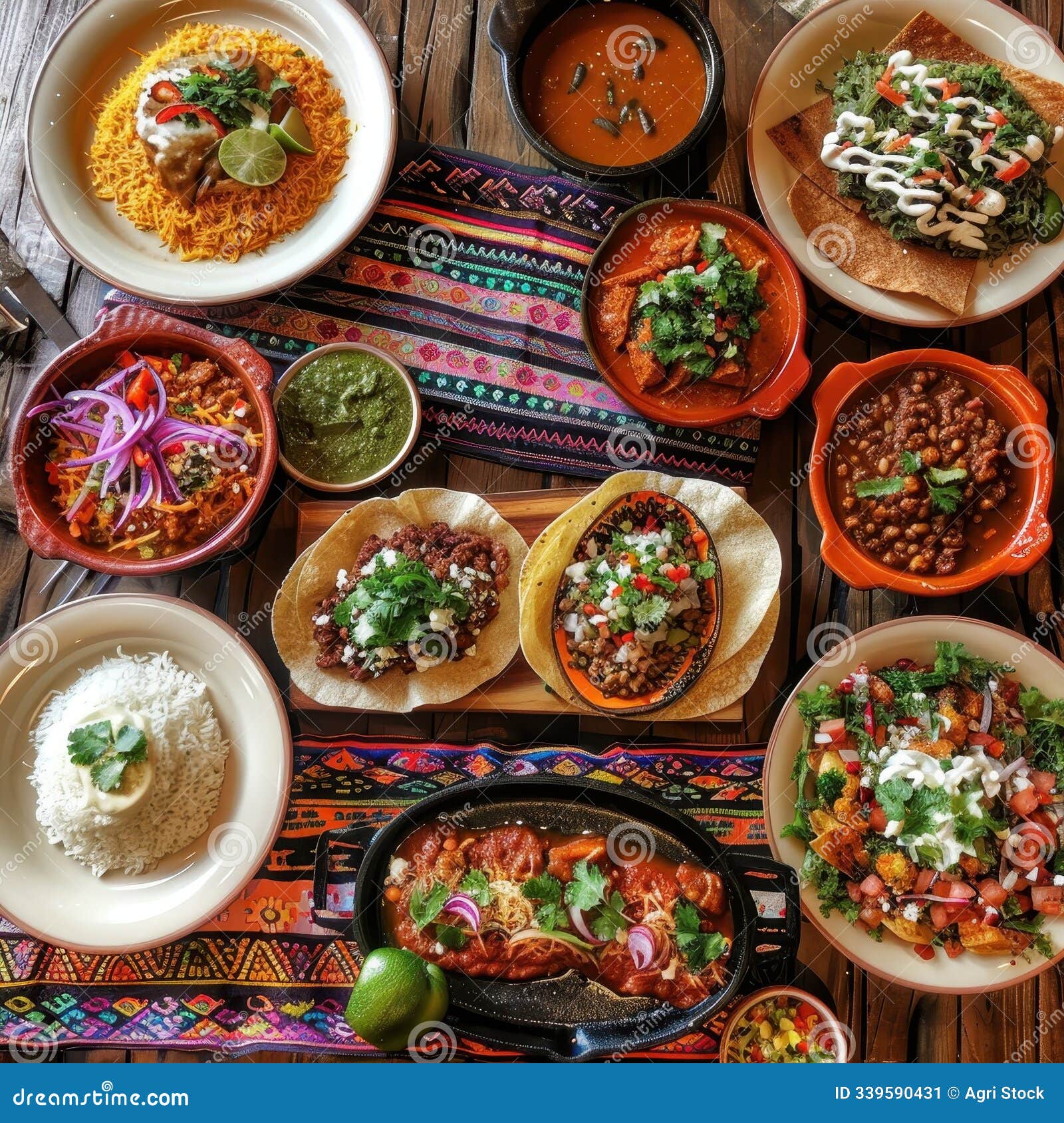 A Tabletop Spread of Diverse Dishes and Appetizers Stock Illustration ...